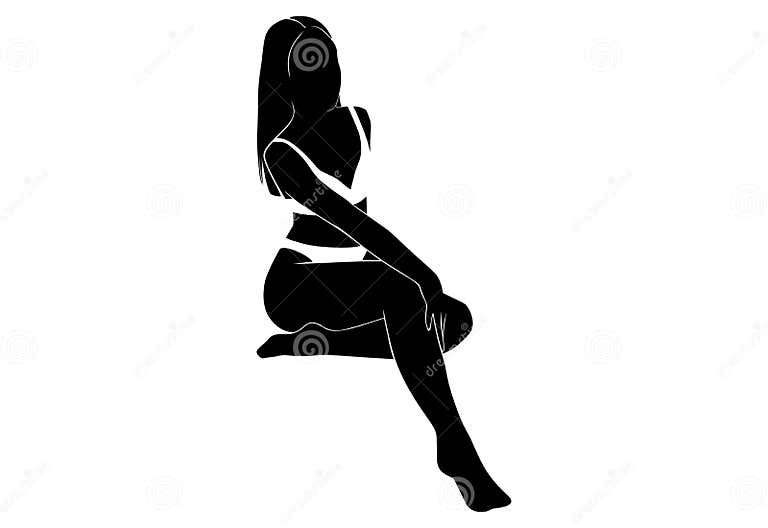 Vector Abstract Woman Silhouette In Bikini Swimsuit Girl At The Beach