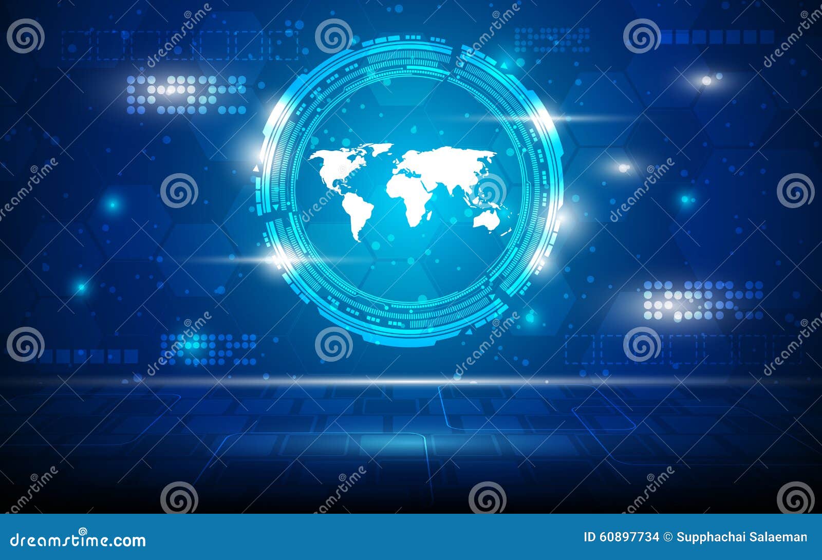 Vector Abstract World Map Hi Tech Perspective Sci Fi Concept Background ...