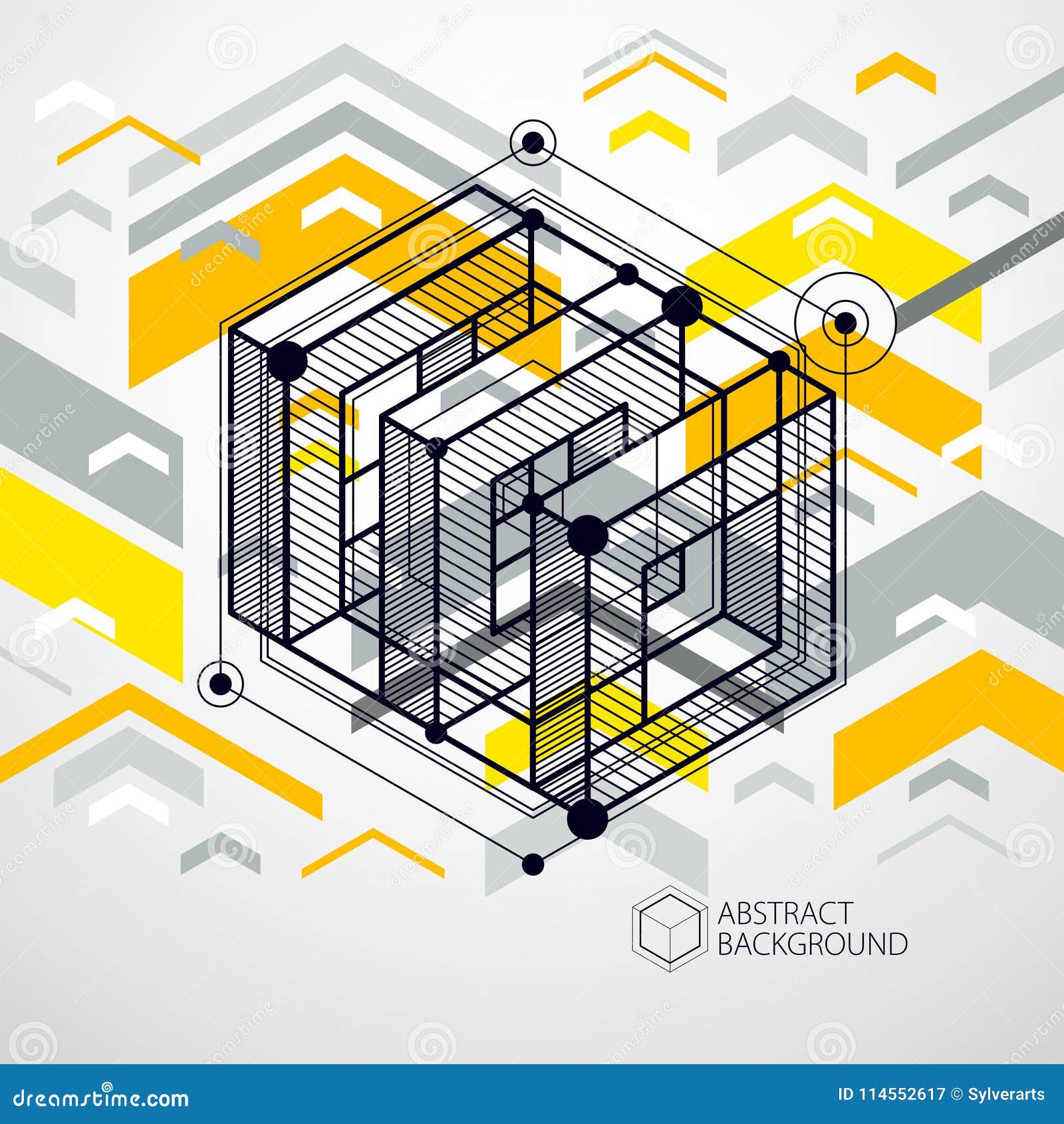 Vector Abstract Yellow Background Created in Isometric Mesh Line Stock ...