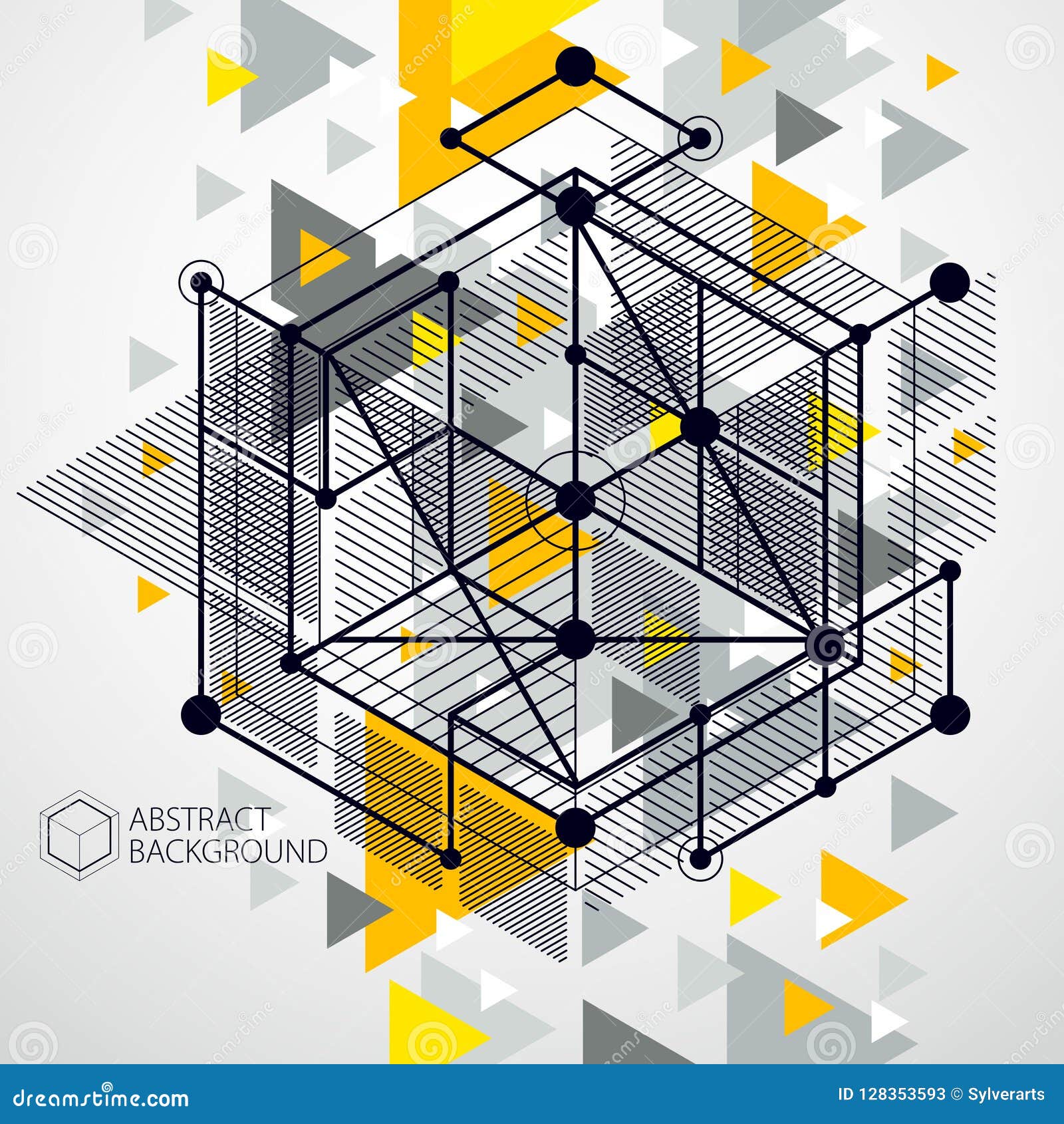 Vector Abstract Yellow Background Created in Isometric Mesh Line Stock ...