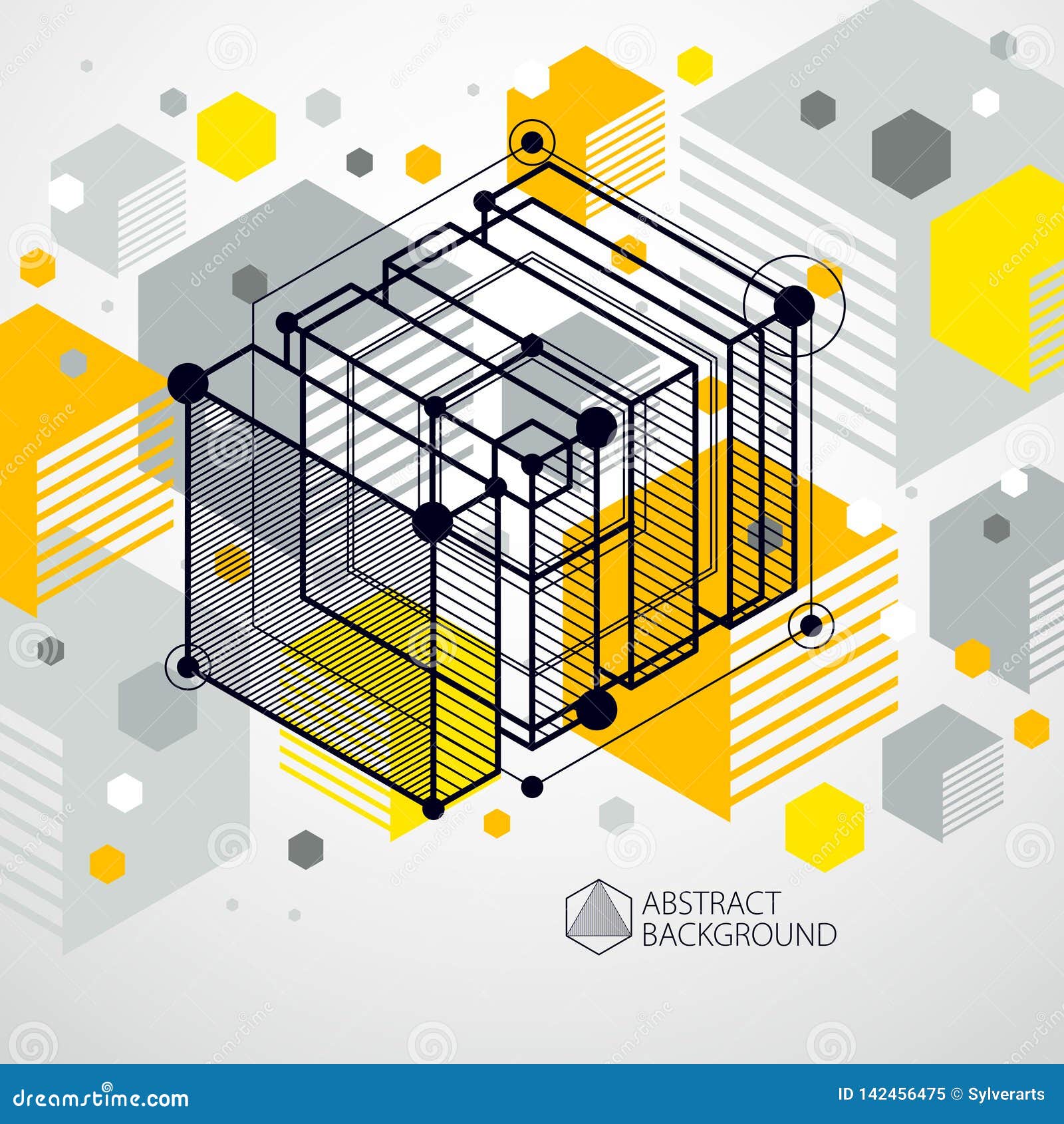 Vector Abstract Yellow Background Created in Isometric Mesh Lines Style ...