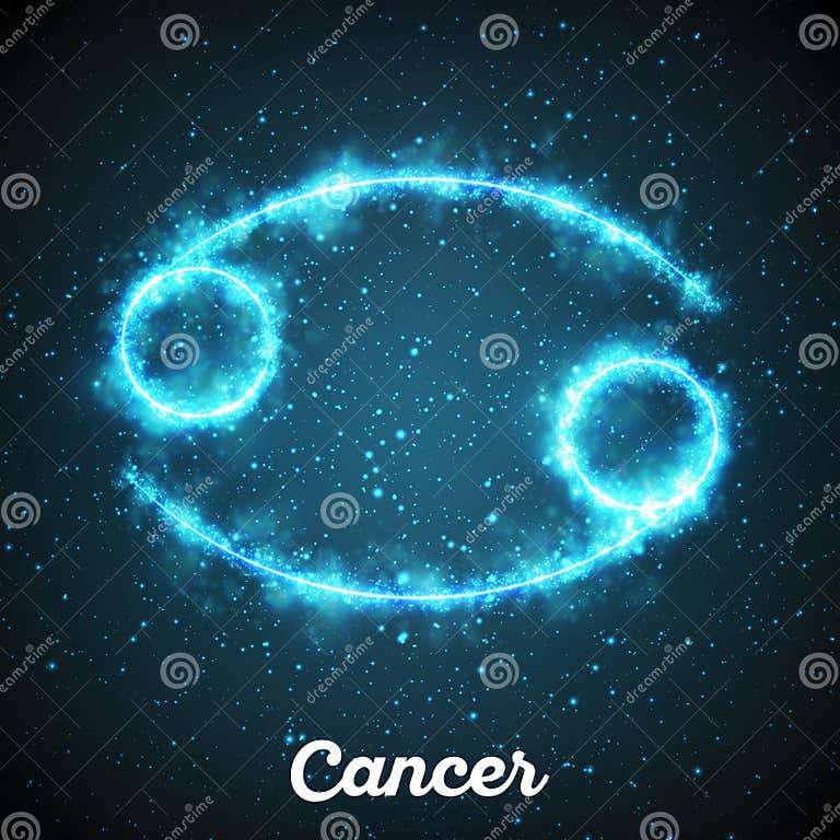 Vector Abstract Zodiac Sign Cancer On A Dark Blue Background Of The