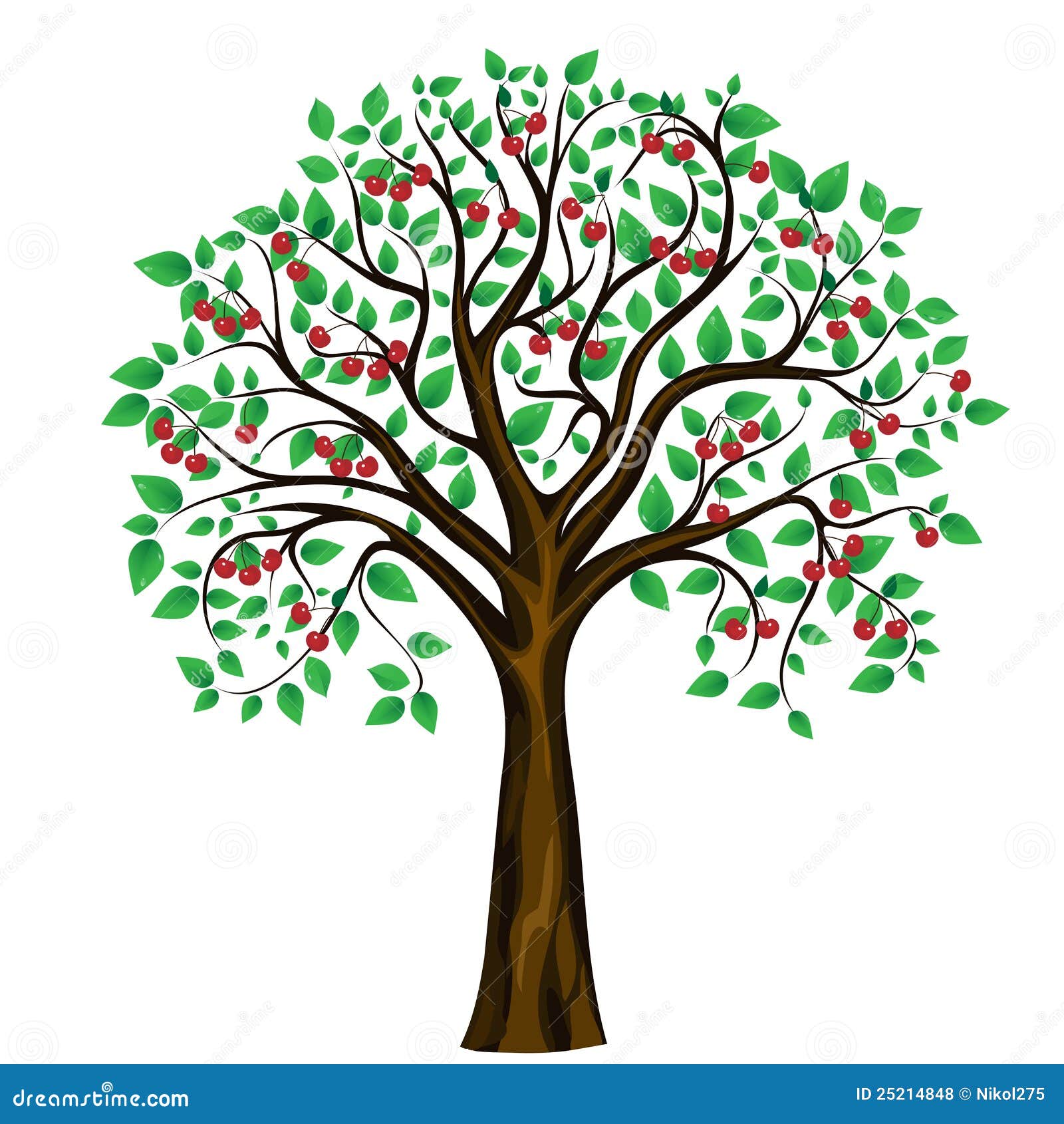 Vector Abstracte Kersenboom Op Witte Achtergrond Vector Illustratie ...