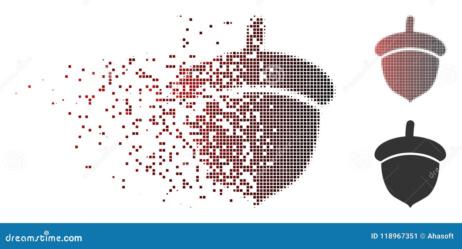 Moving Pixel Halftone Acorn Icon Stock Vector - Illustration of dust ...