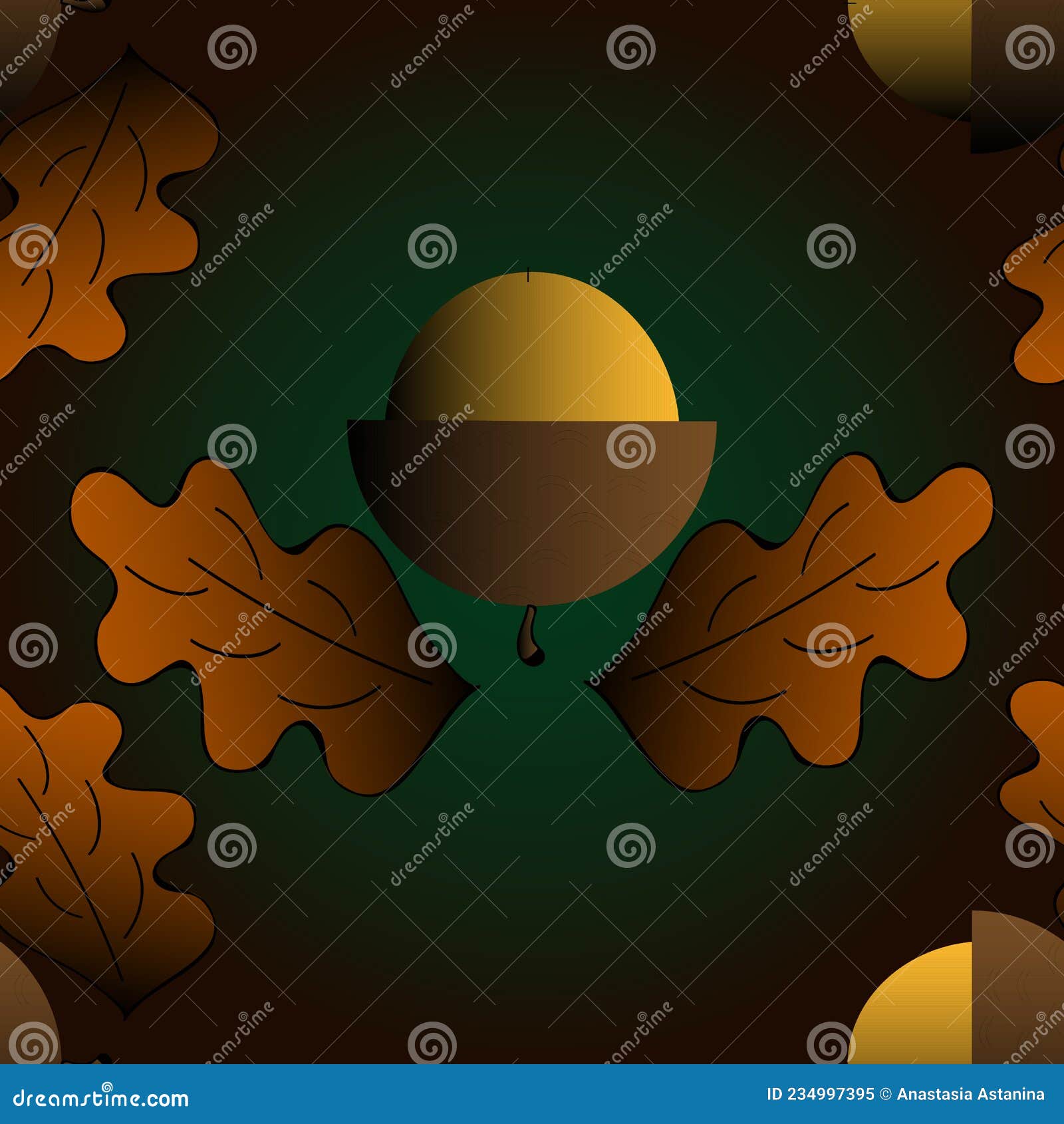 Vector Acorns Foliage Pattern on Gradient Background1 Stock Vector ...