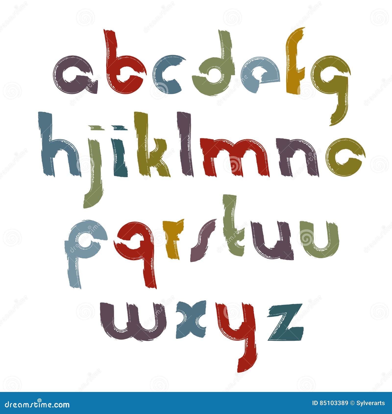 Vector Acrylic Alphabet Letters Set, Hand-drawn Colorful Script, Bright ...