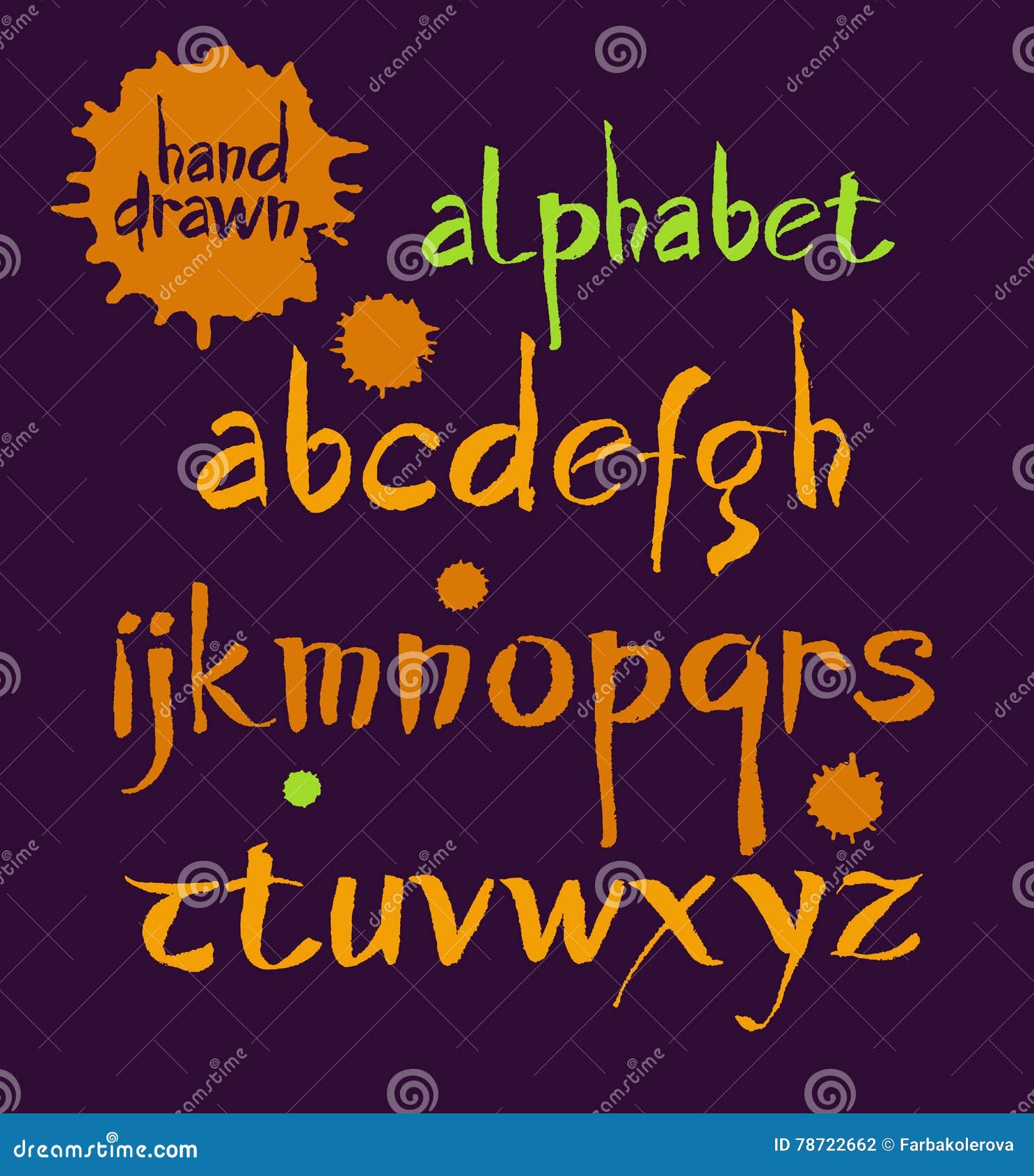 Vector Acrylic Brush Style Hand Drawn Alphabet Font Stock Vector ...