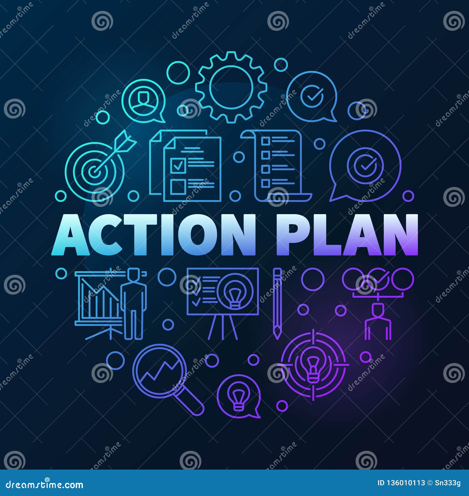 Vector Action Plan Round Colored Outline Illustration Stock Vector ...