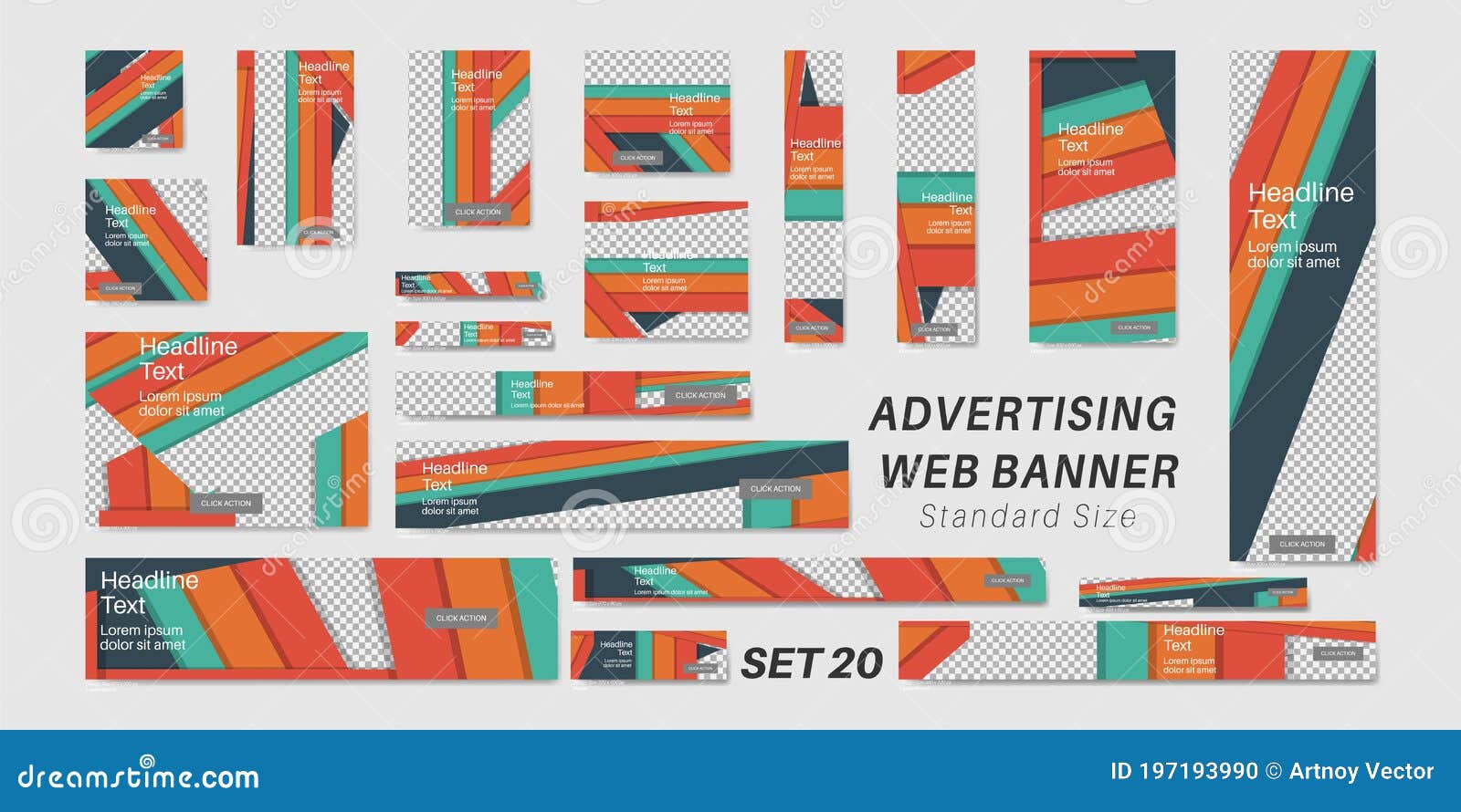 Vector Ad Web Banner with Standard Size. Design Template for Your ...