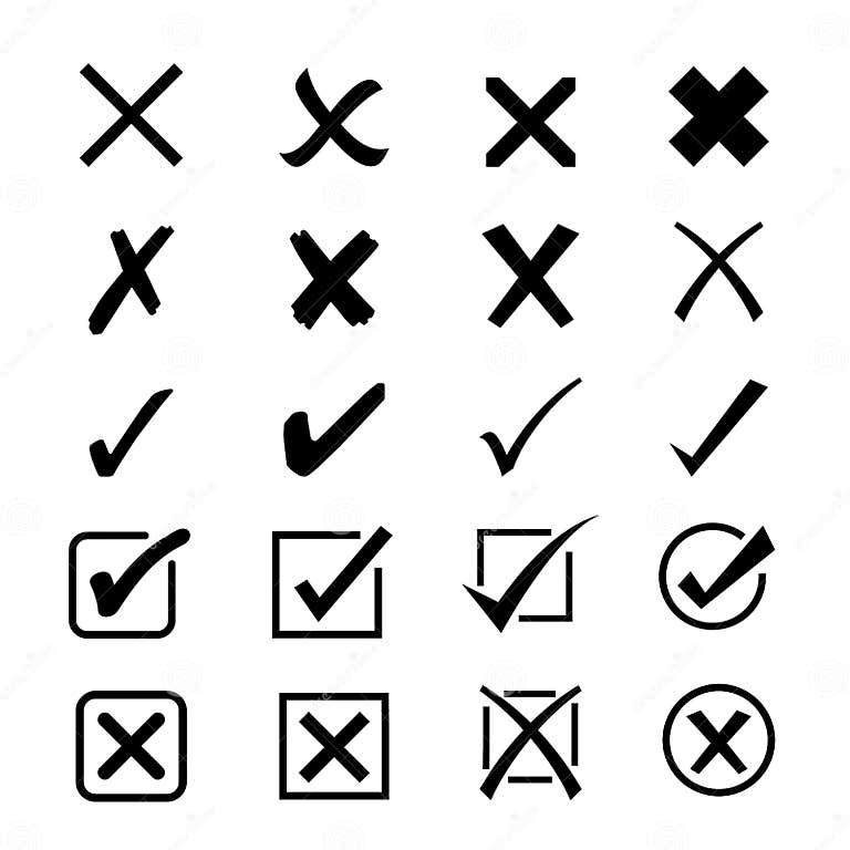 Vector Add Remove Circular Item Check Cross Hook Mark Symbol Stock ...