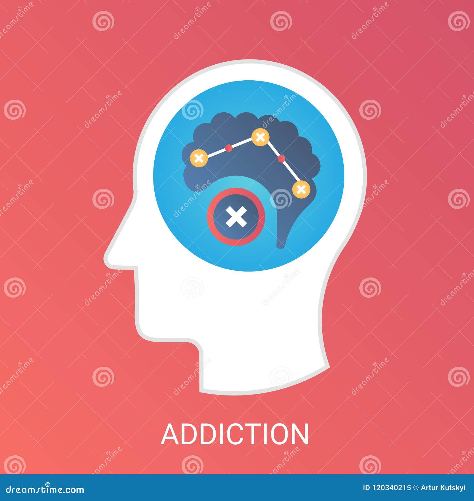 Vector Addiction Concept. Modern Gradient Flat Style. Stock Vector ...