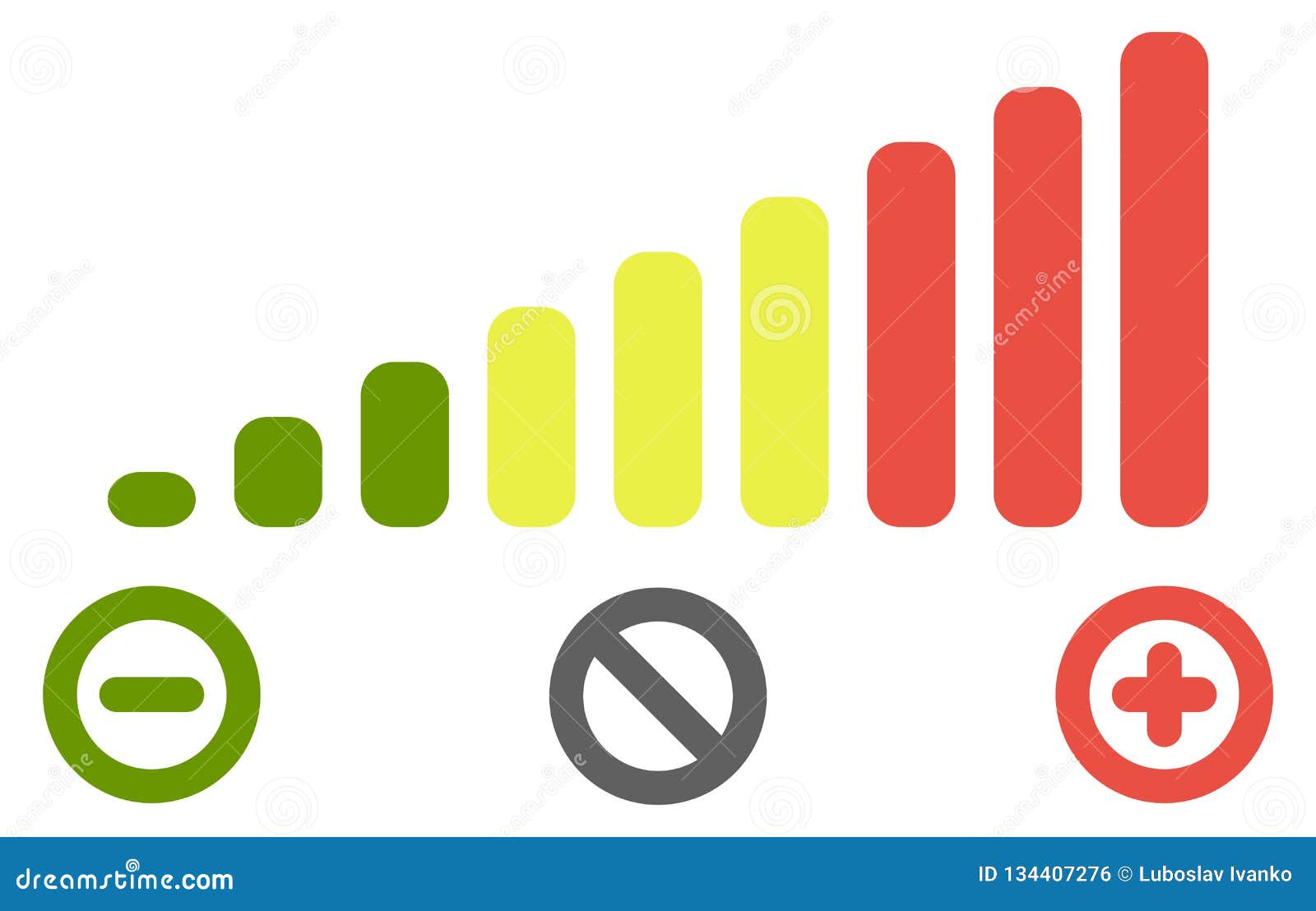 Volume Level Bars Scale Icon. Green To Red Colours, with Minus for ...