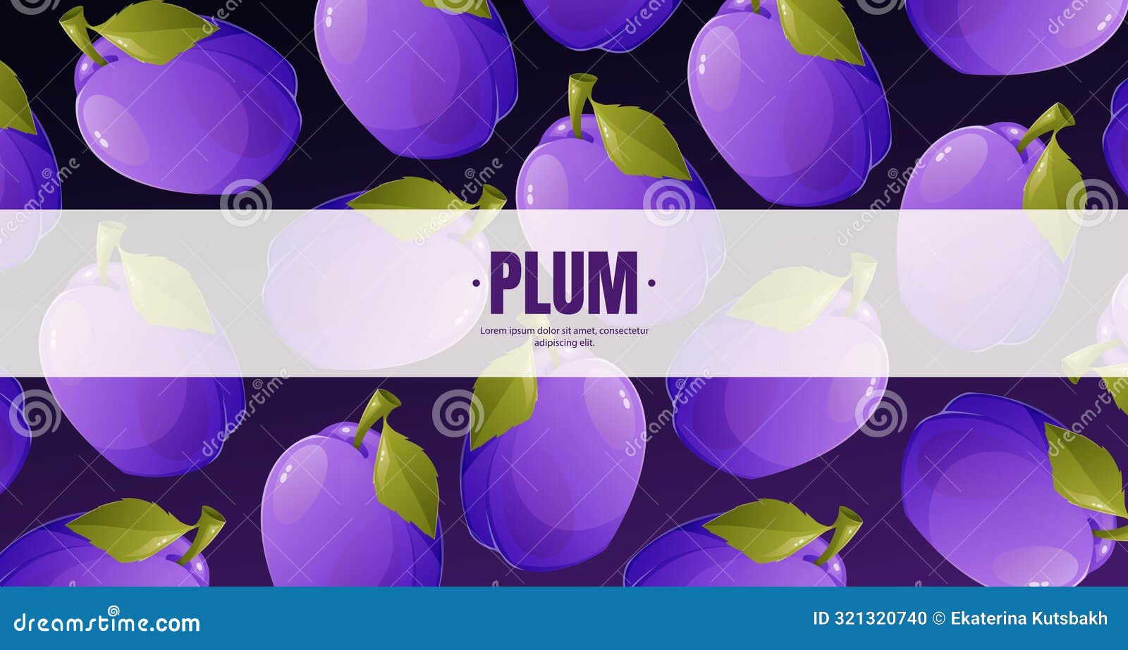 Vector Advertising Flyer Template with Cartoon Plum Pattern. Tropical ...