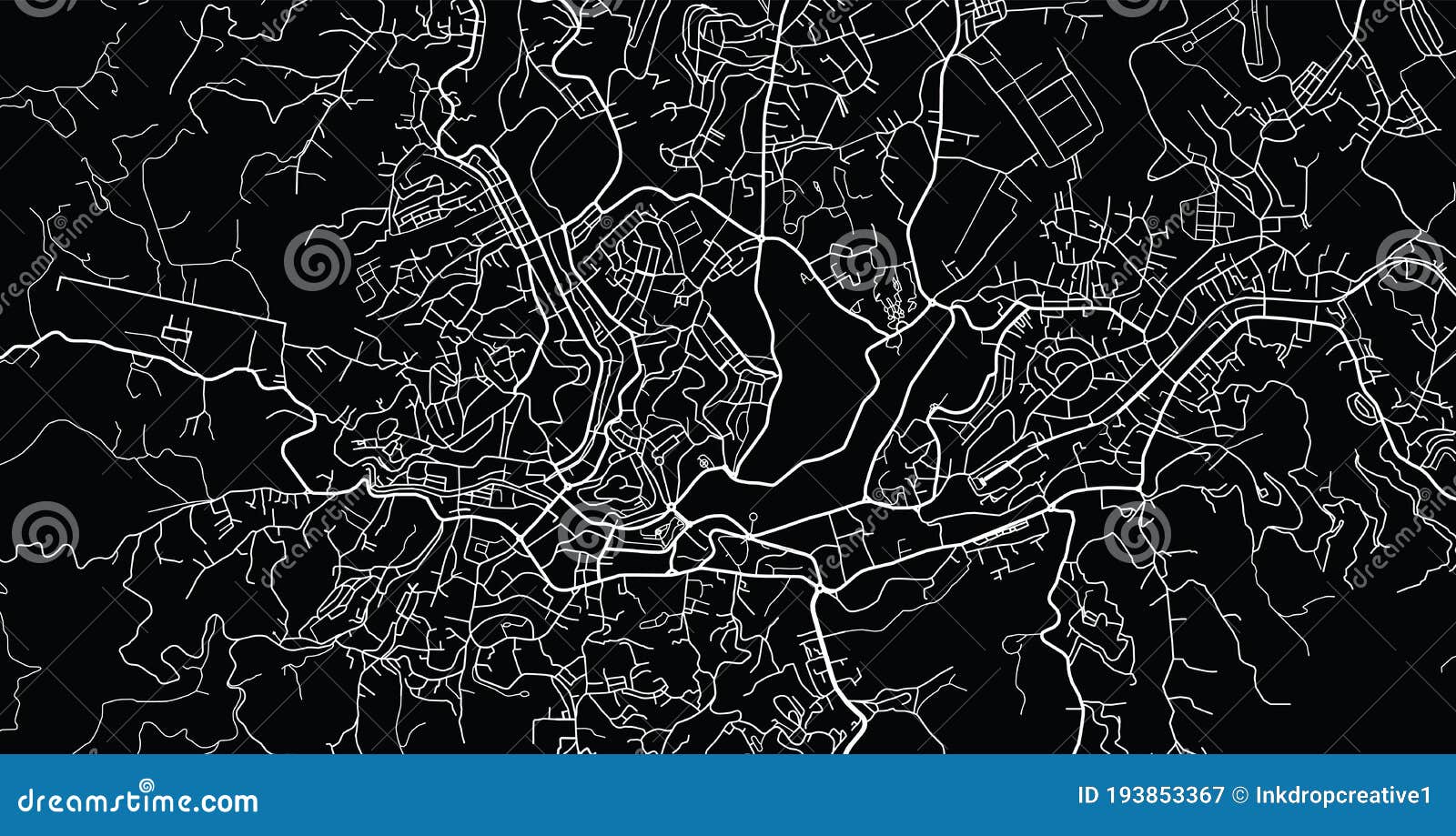 Vector Aerial City Road Map of Da Lat, Vietnam Stock Vector ...