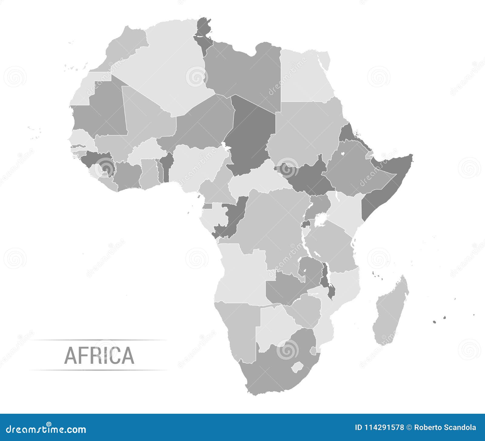 Vector Africa grey map stock vector. Illustration of outline - 114291578