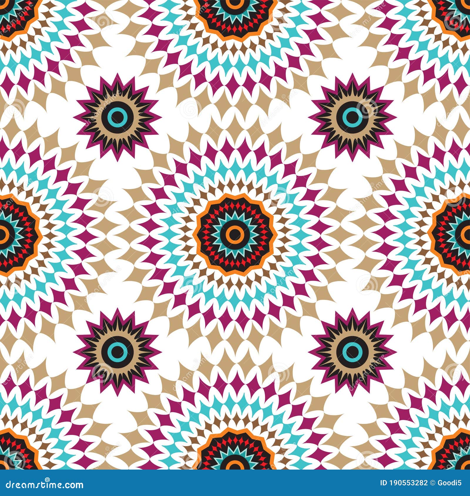 Seamless Vector African Tribal Circle Design Print Pattern Stock Vector ...