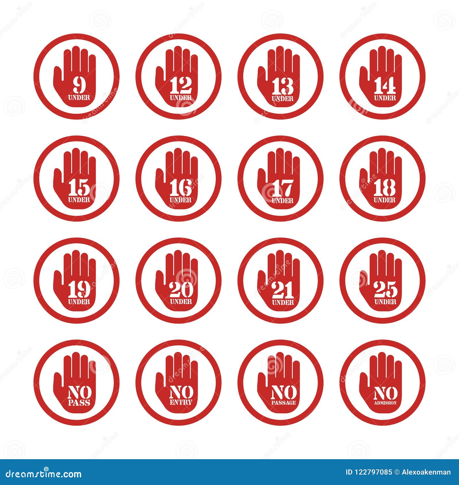 Set Of Restriction Signs In Flat Design. No Entry And Stop Signs ...