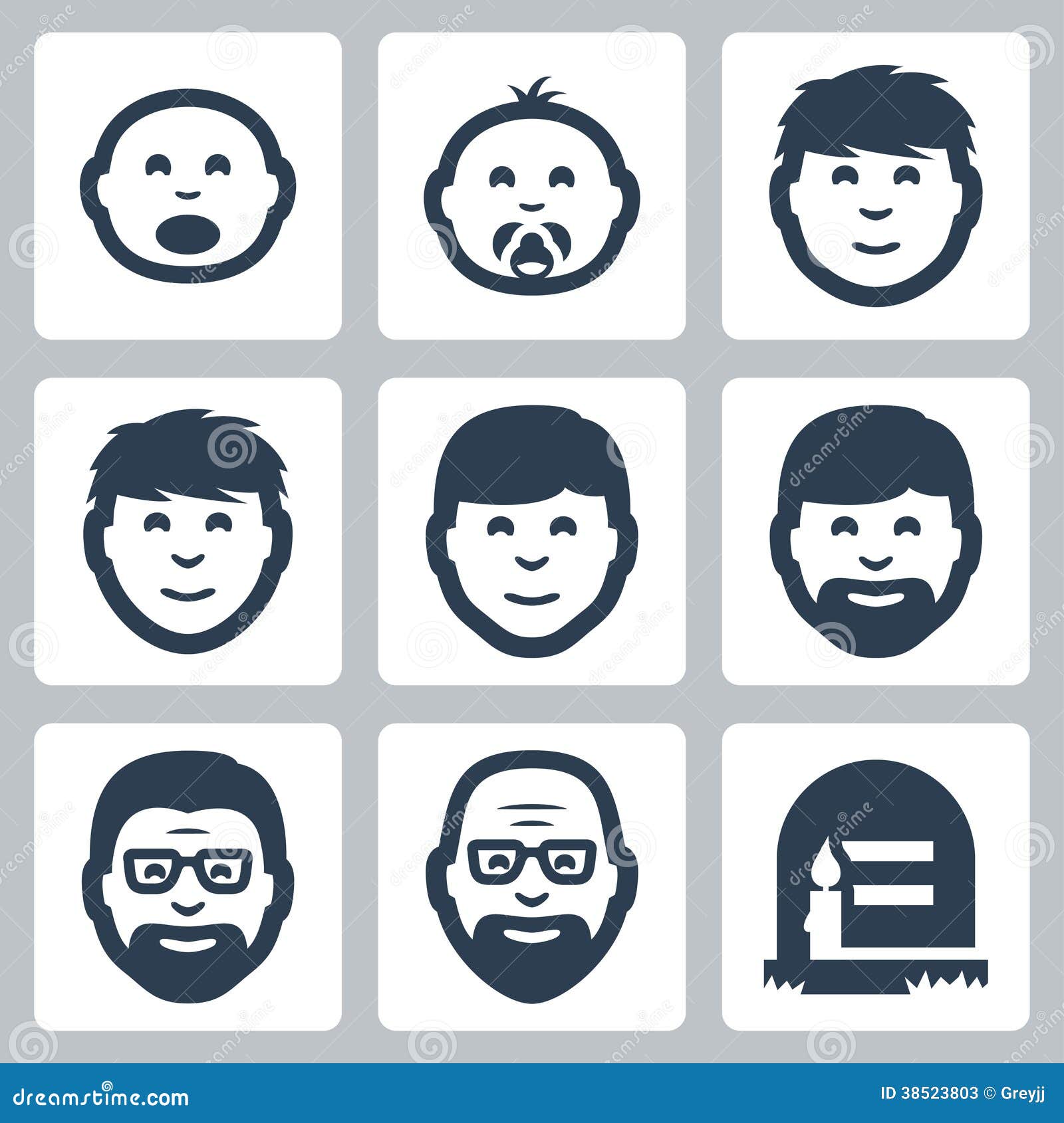 Vector aging concept icons stock vector. Illustration of face - 38523803