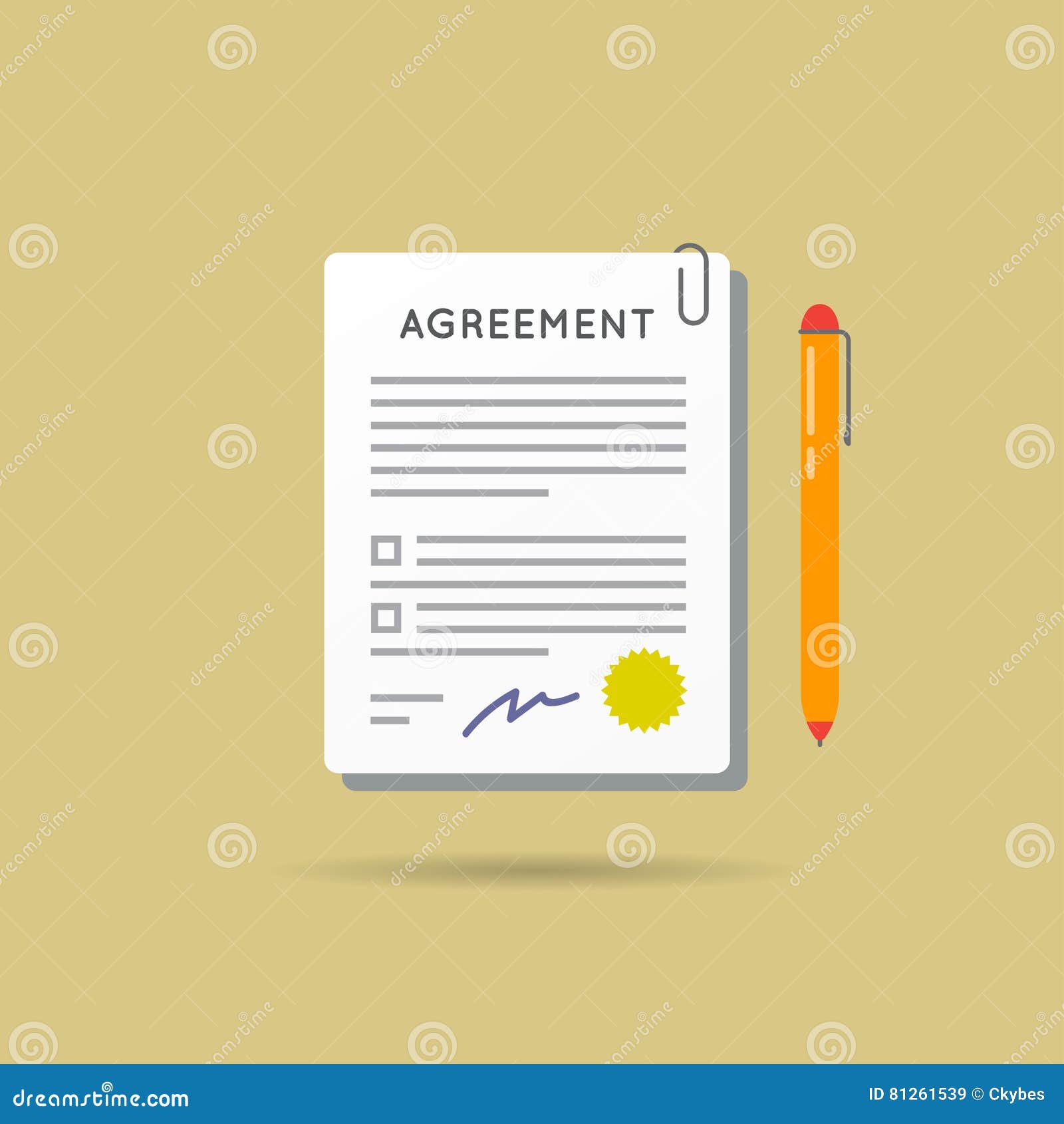 Vector Agreement Contract and Pen with Signature Stock Vector ...