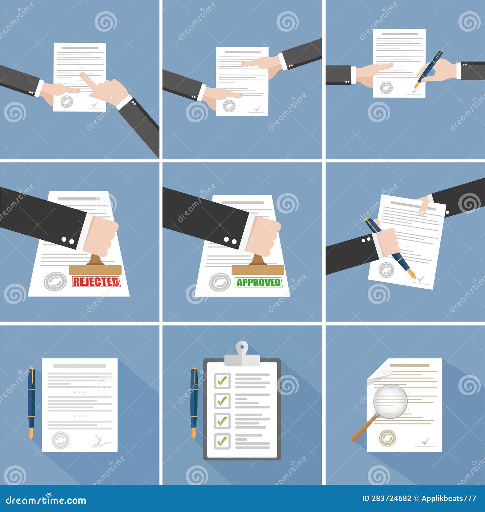Vector Agreement Icon - Hand Signing Contract Set Stock Vector ...