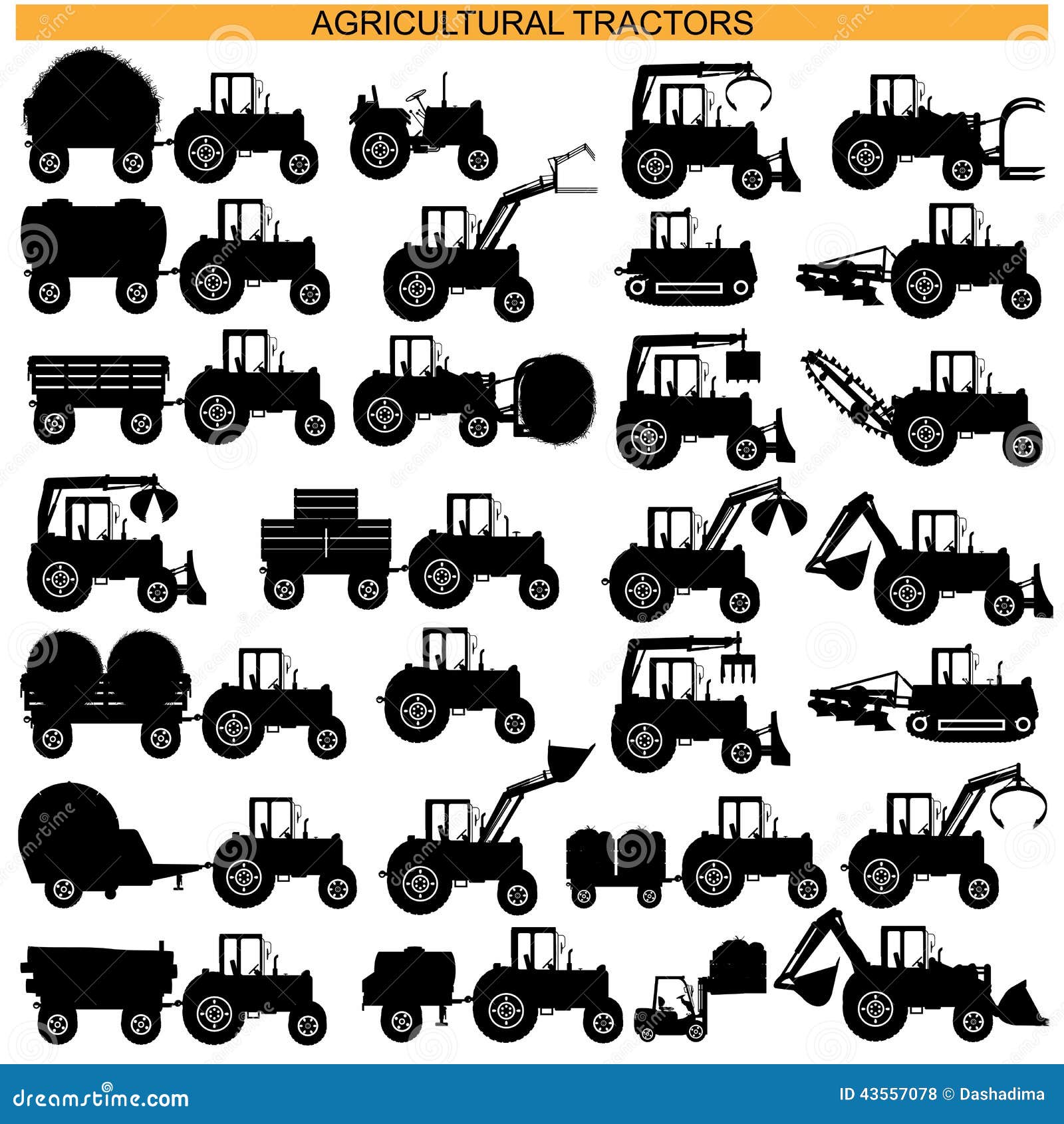 Vector Agricultural Tractor Pictograms | CartoonDealer.com #43557078