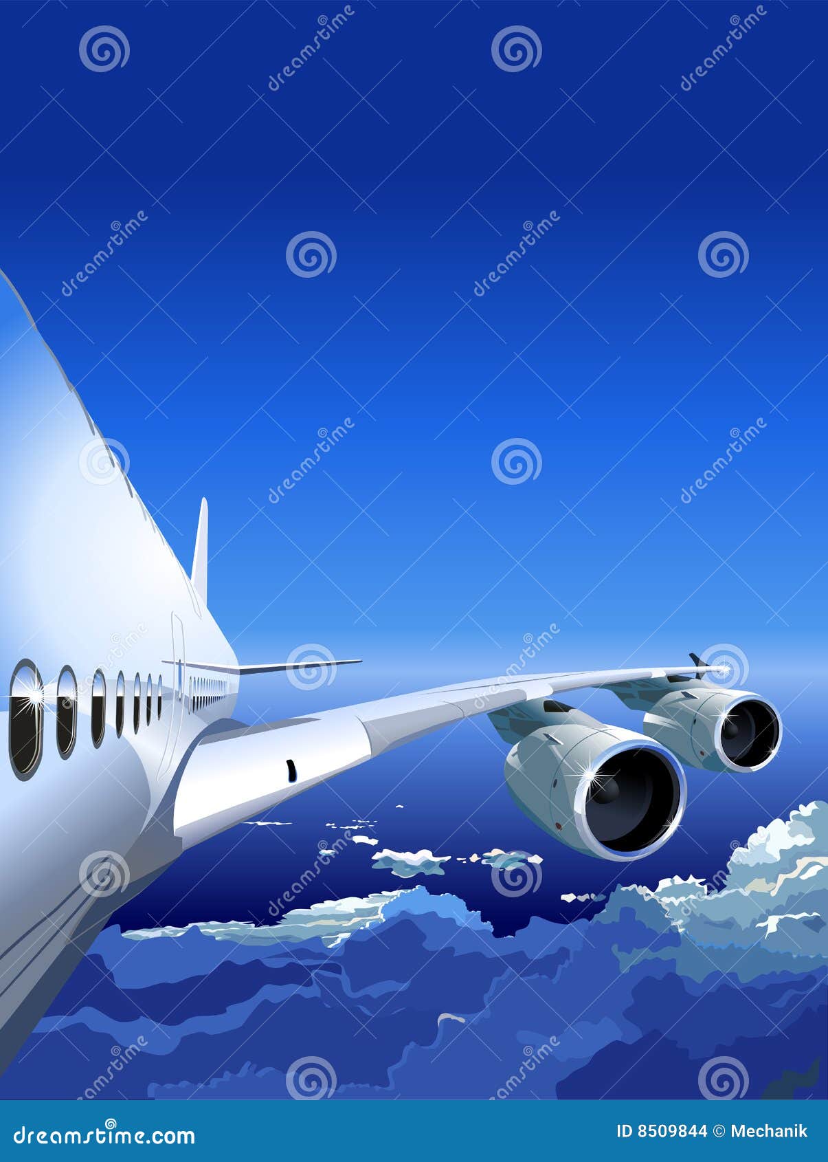 Vector Airbus A-380 In The Sky | CartoonDealer.com #8499529