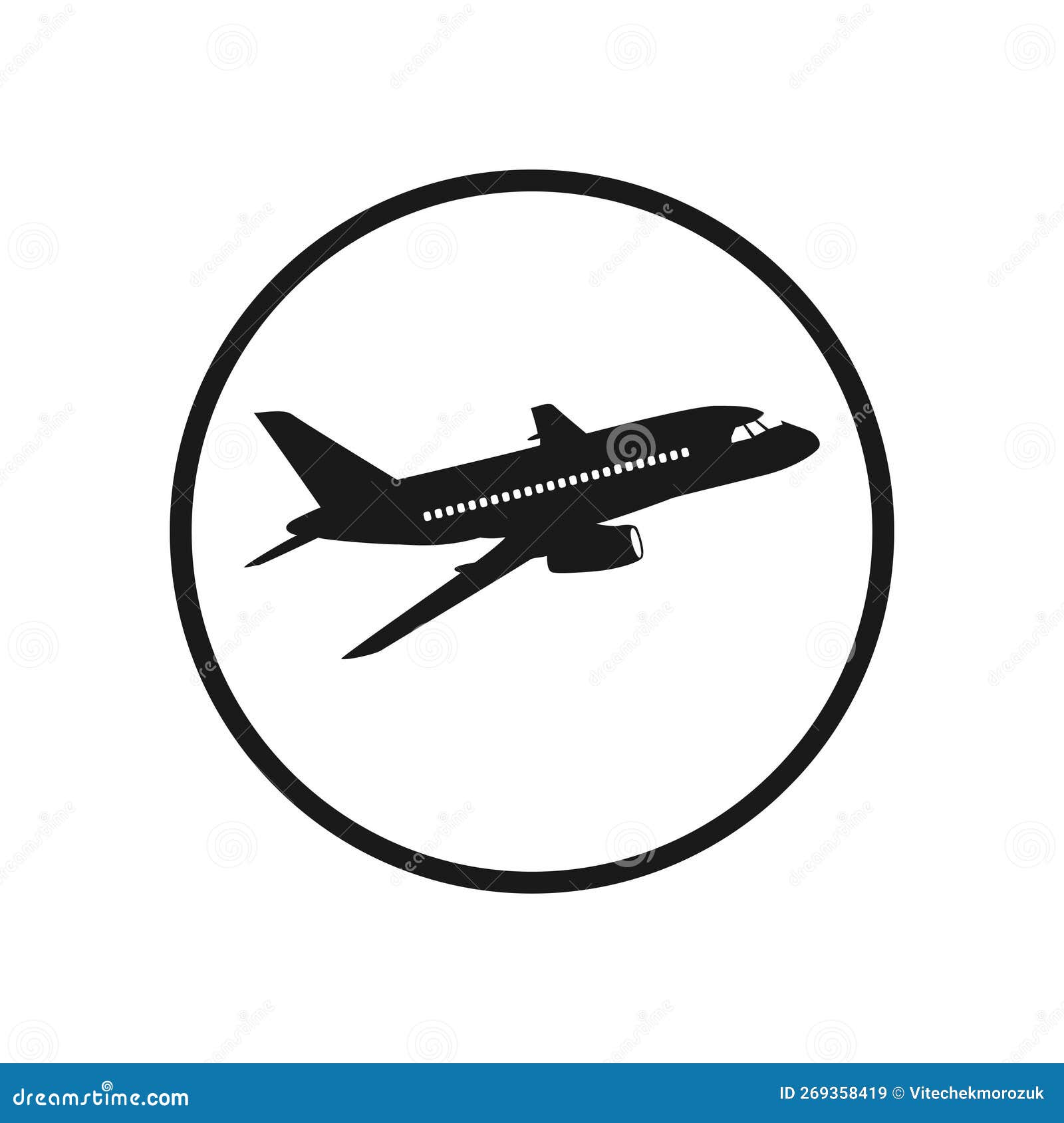 Vector Airliner Icon. Black and White Stock Illustration - Illustration ...