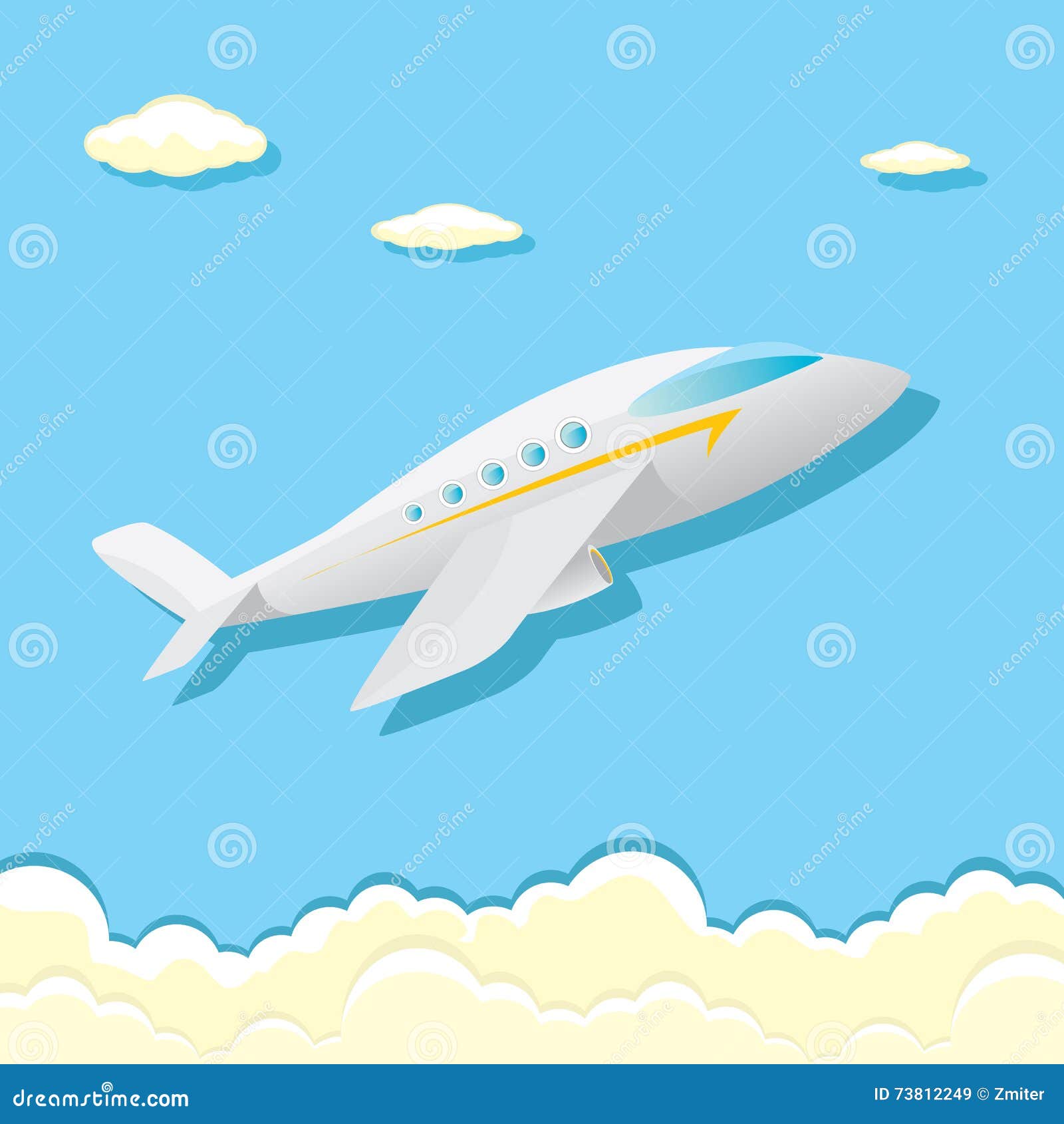 Vector Airplane Icon. Cartoon Plane in Blue Sky Stock Vector ...