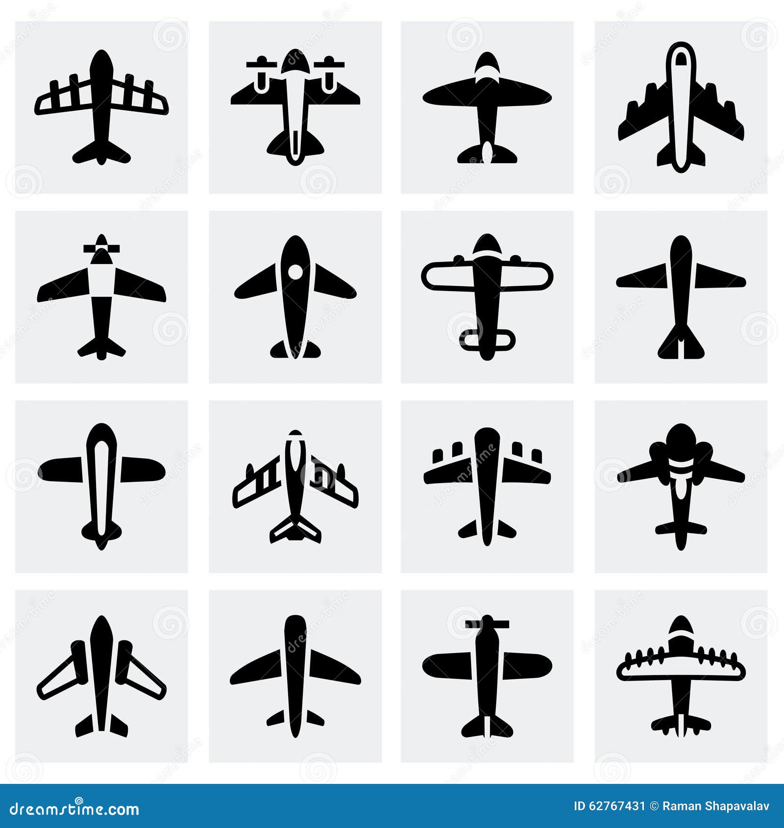 Vector Airplane icon set stock vector. Illustration of design - 62767431