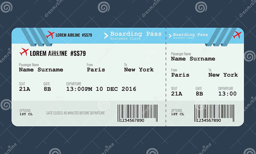 Vector Airplane Ticket Design Template. Stock Vector - Illustration of ...