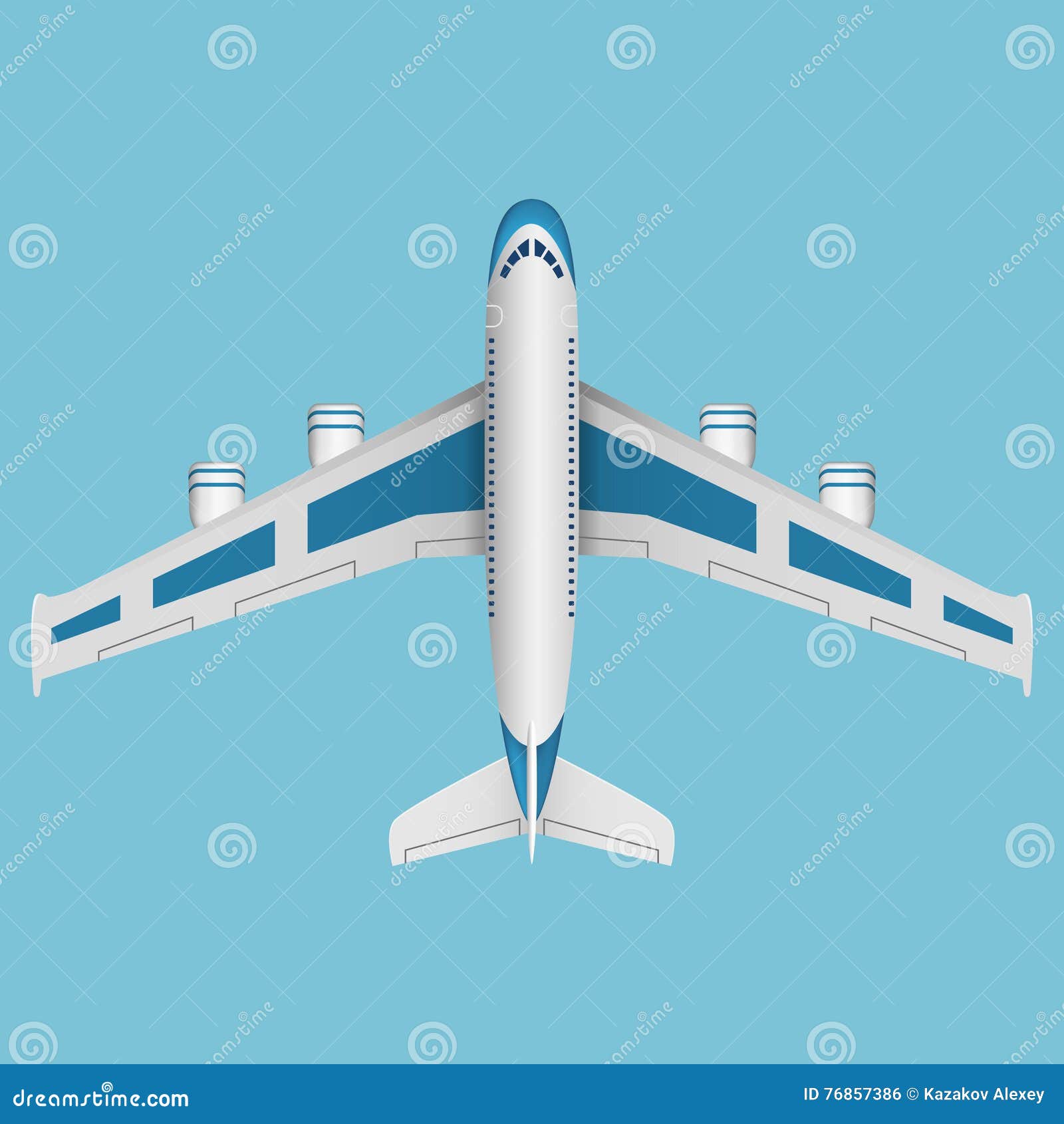 A Vector Airplane Top View. Stock Vector - Illustration of flight ...