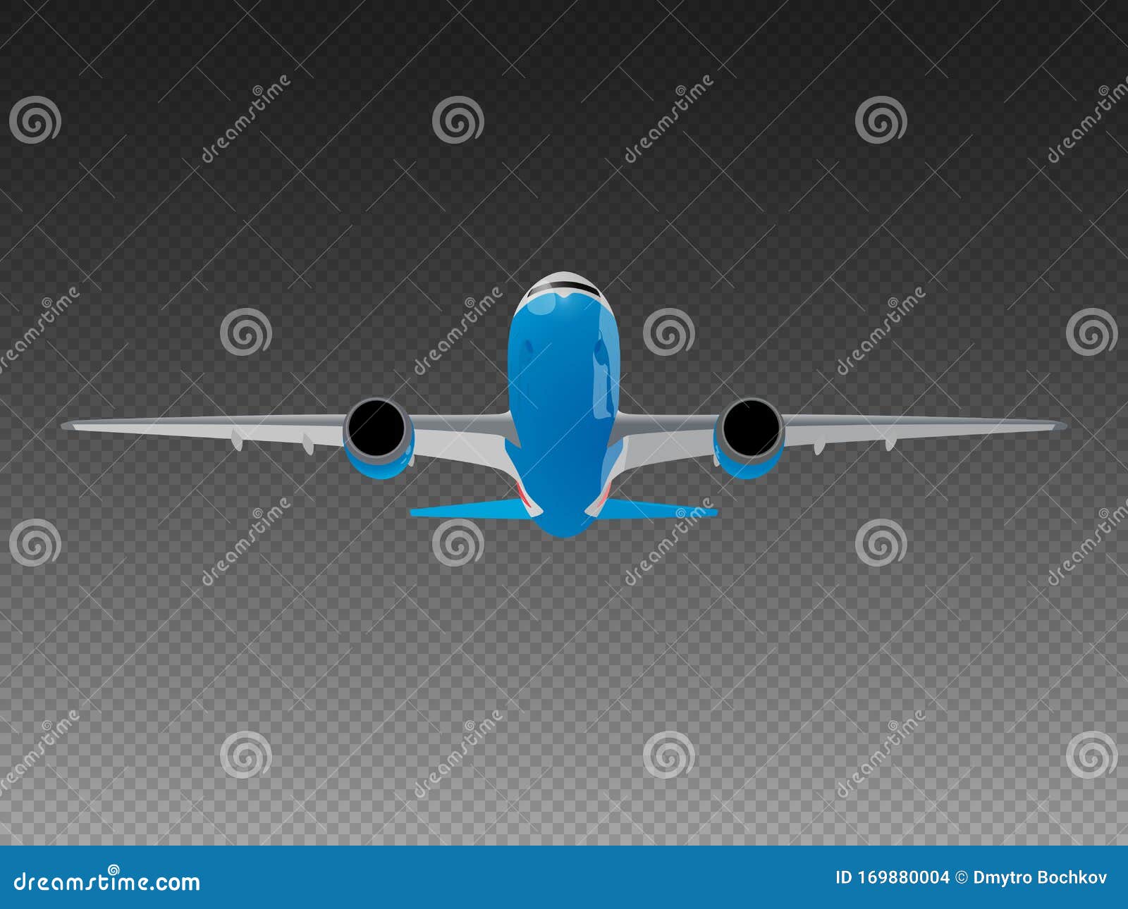 Vector Airplane on a Transparent Background. Take-off Front View Stock ...