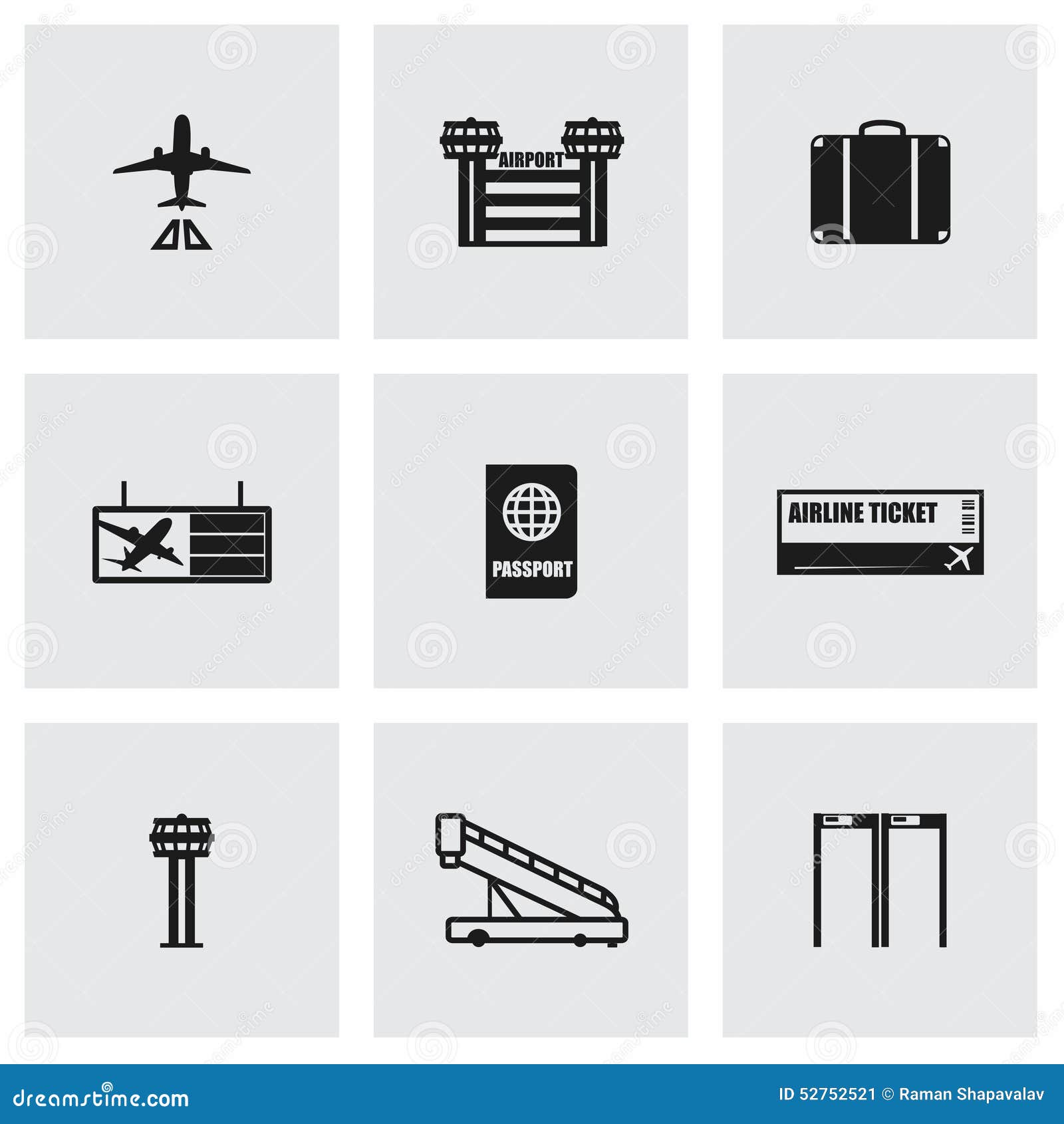Vector Airport icon set stock vector. Illustration of passport - 52752521