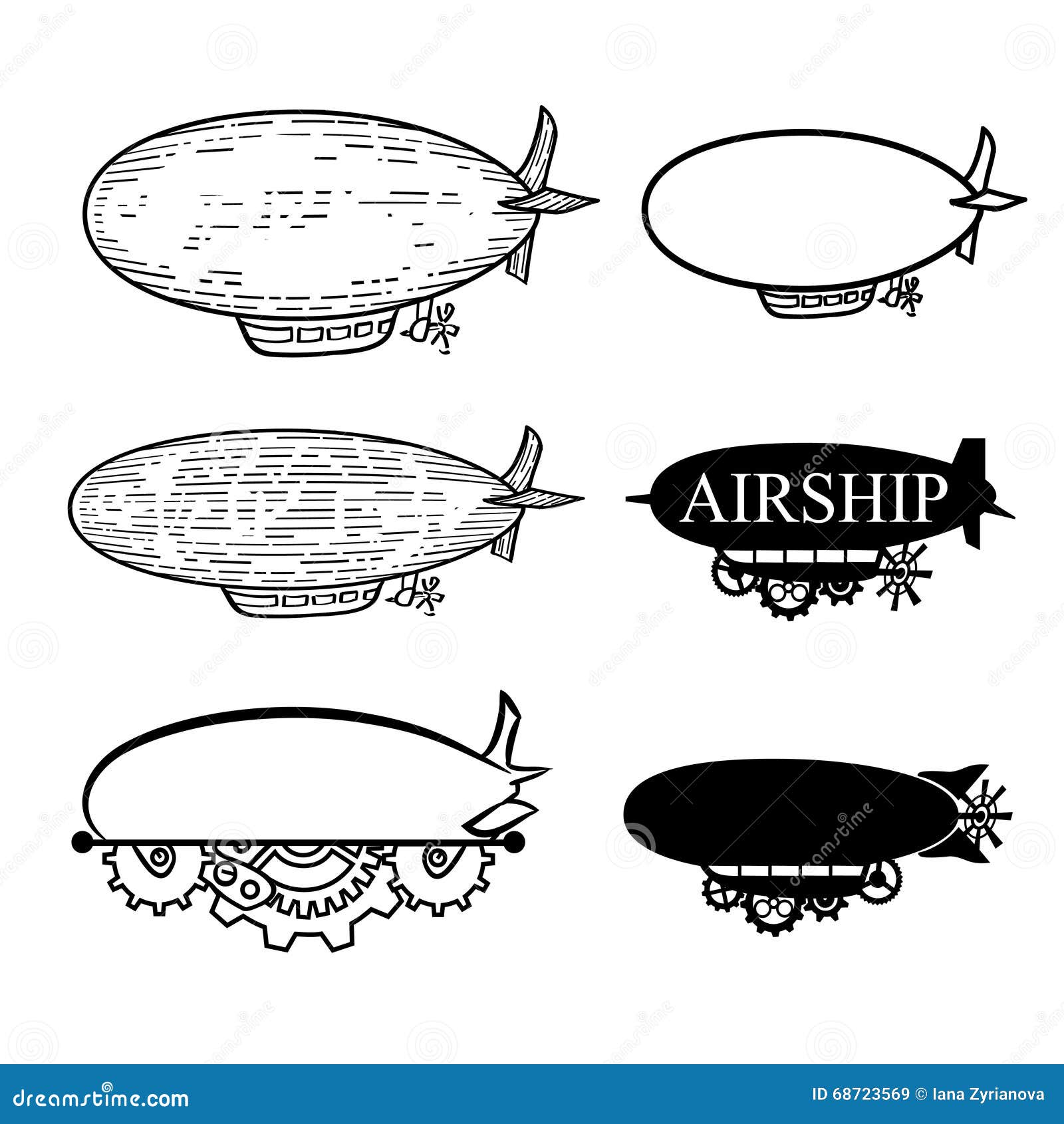 Vector Airship With A Place For The Text. Black Silhouette Dirigible ...