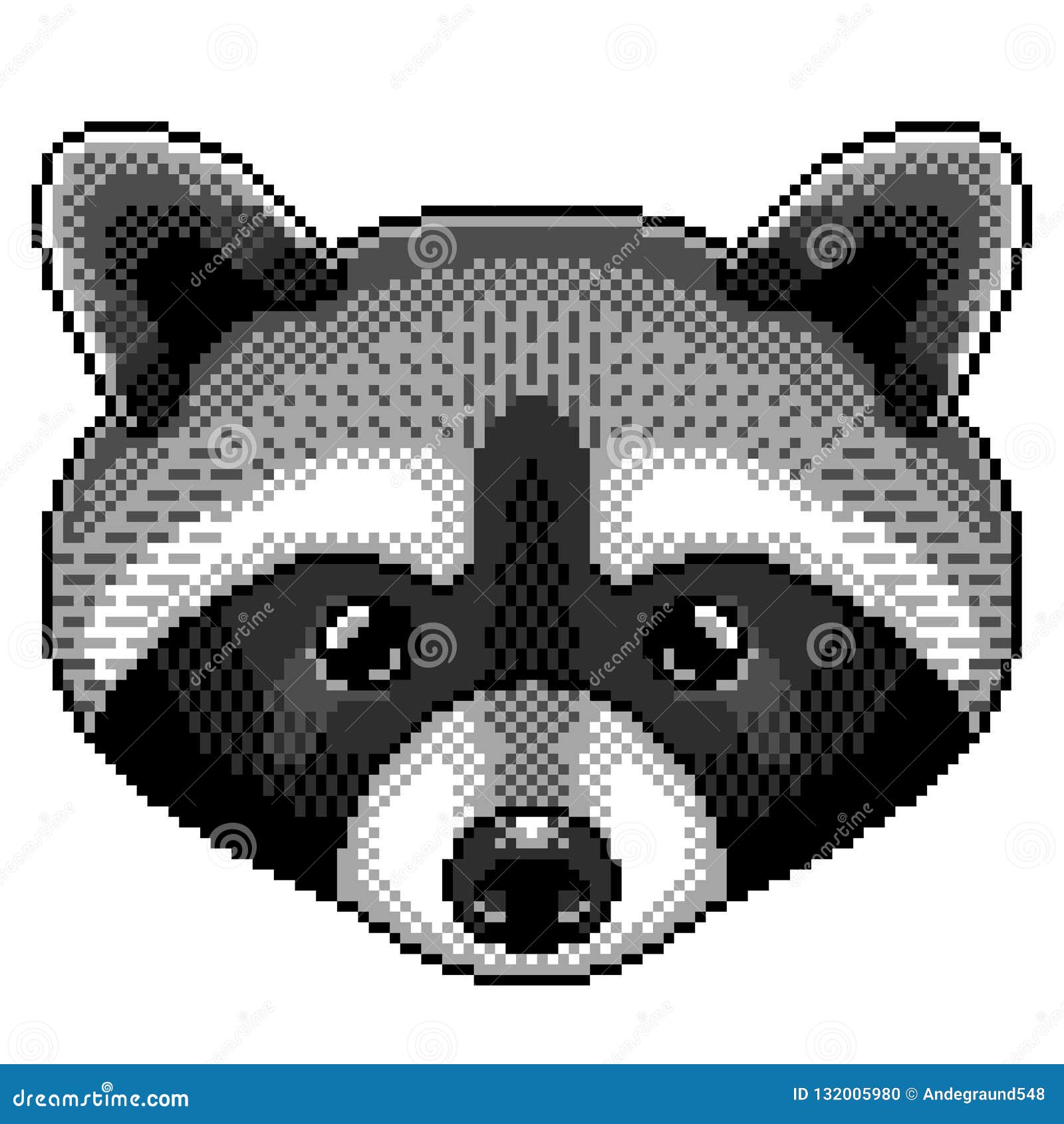 Vector Aislado Ejemplo Detallado Del Retrato Del Mapache Del Pixel ...