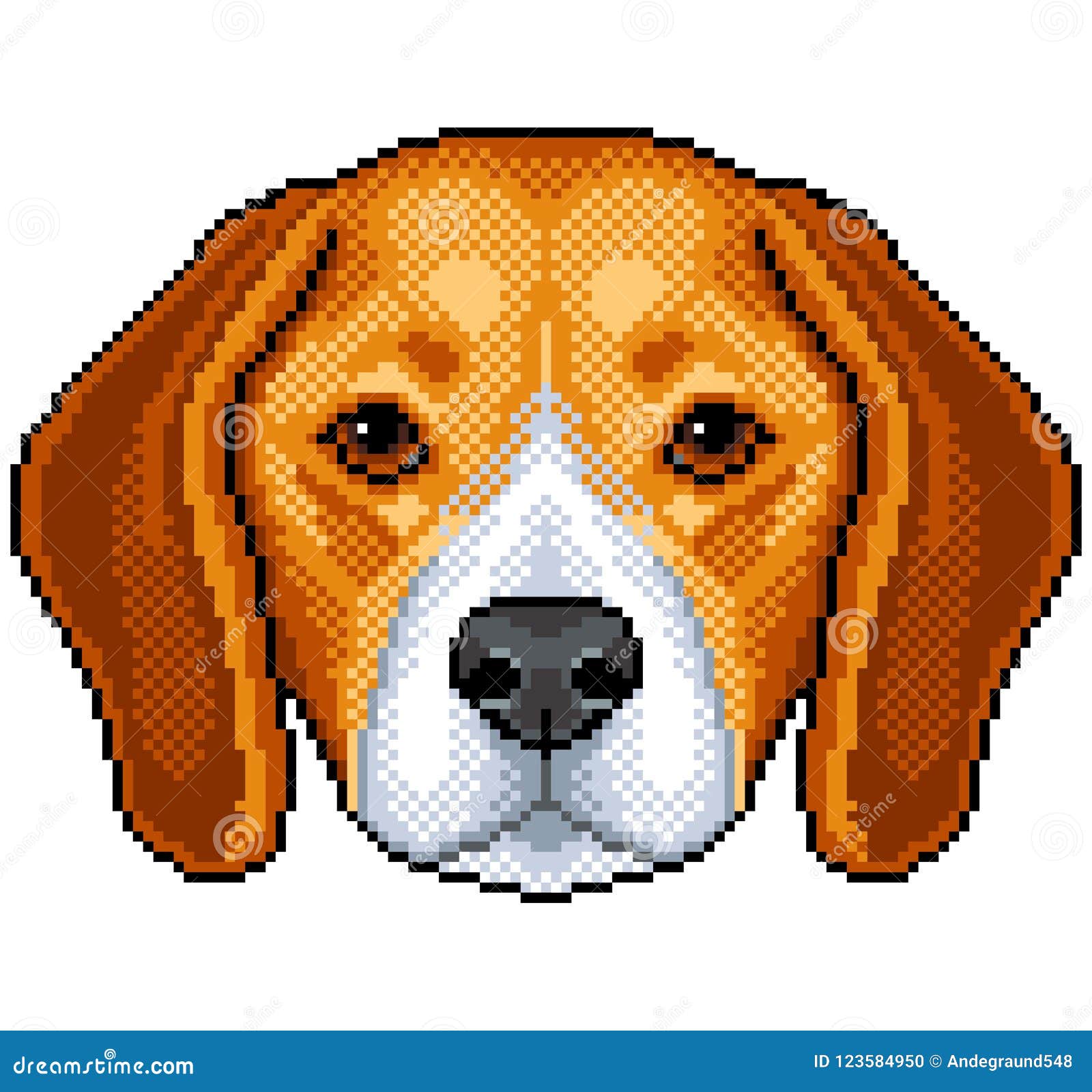 Vector Aislado Retrato Del Perro Del Beagle Del Pixel Ilustración del ...