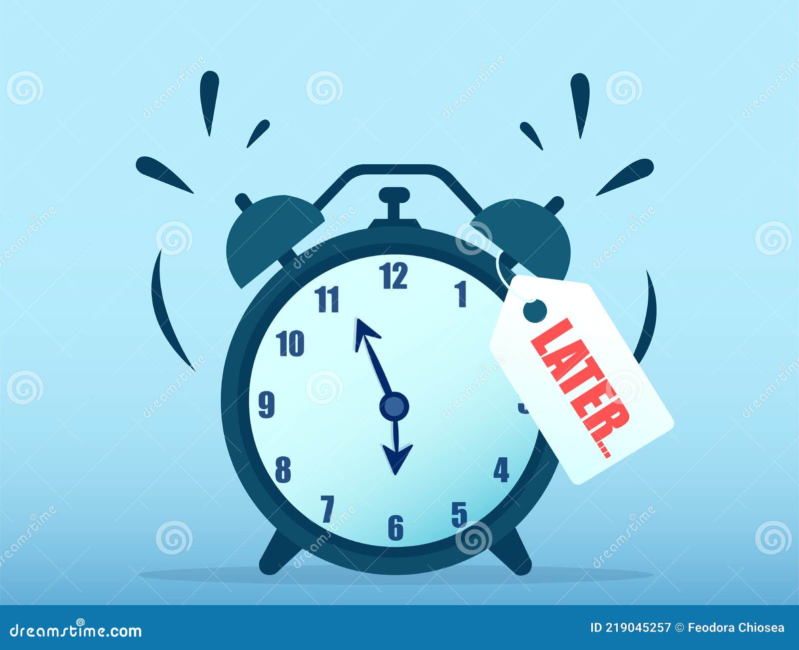 Vector of an Alarm Clock with a Later Note Written on it Stock Vector ...
