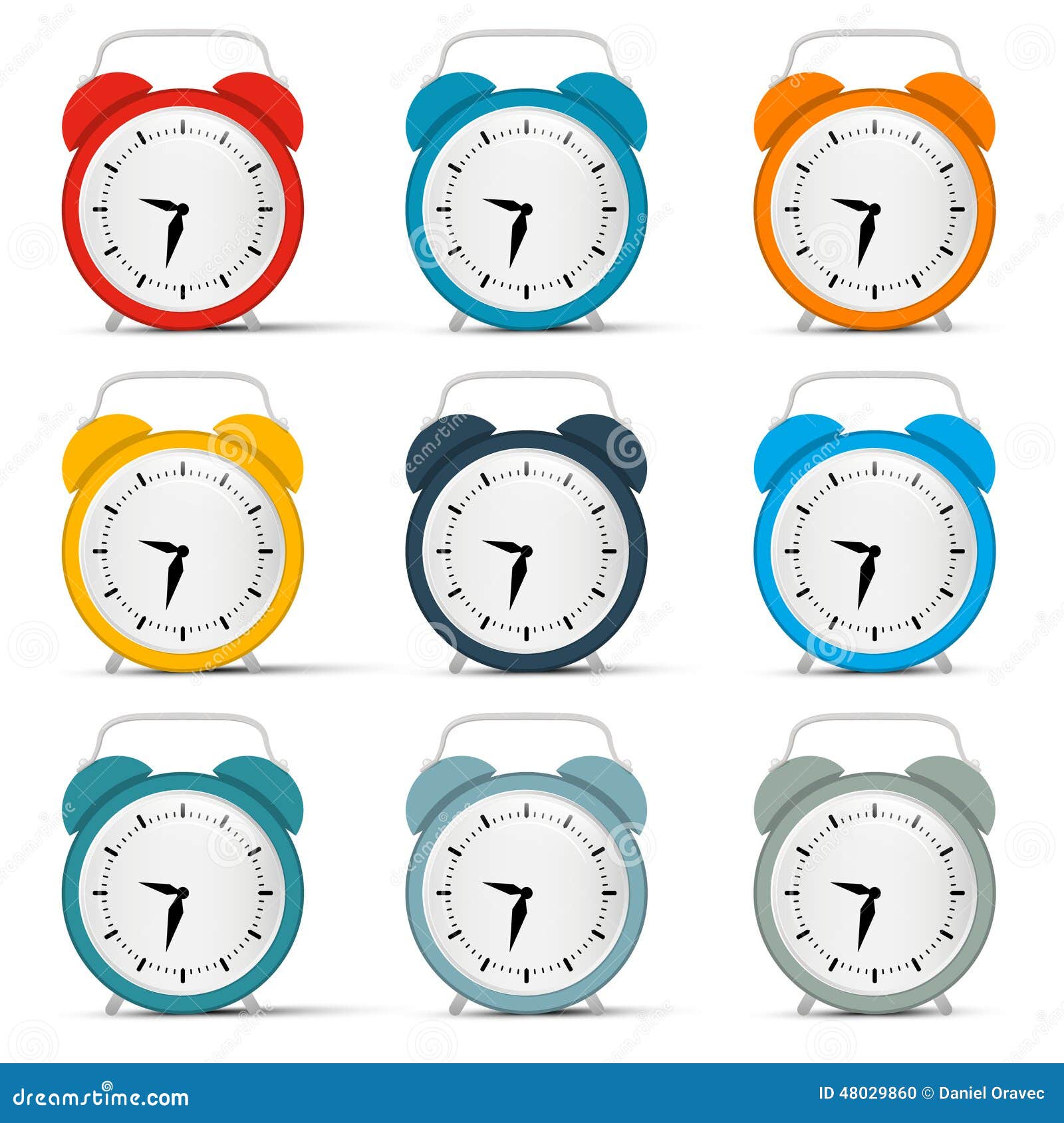 Vector Alarm Clock Set stock vector. Illustration of isolated - 48029860