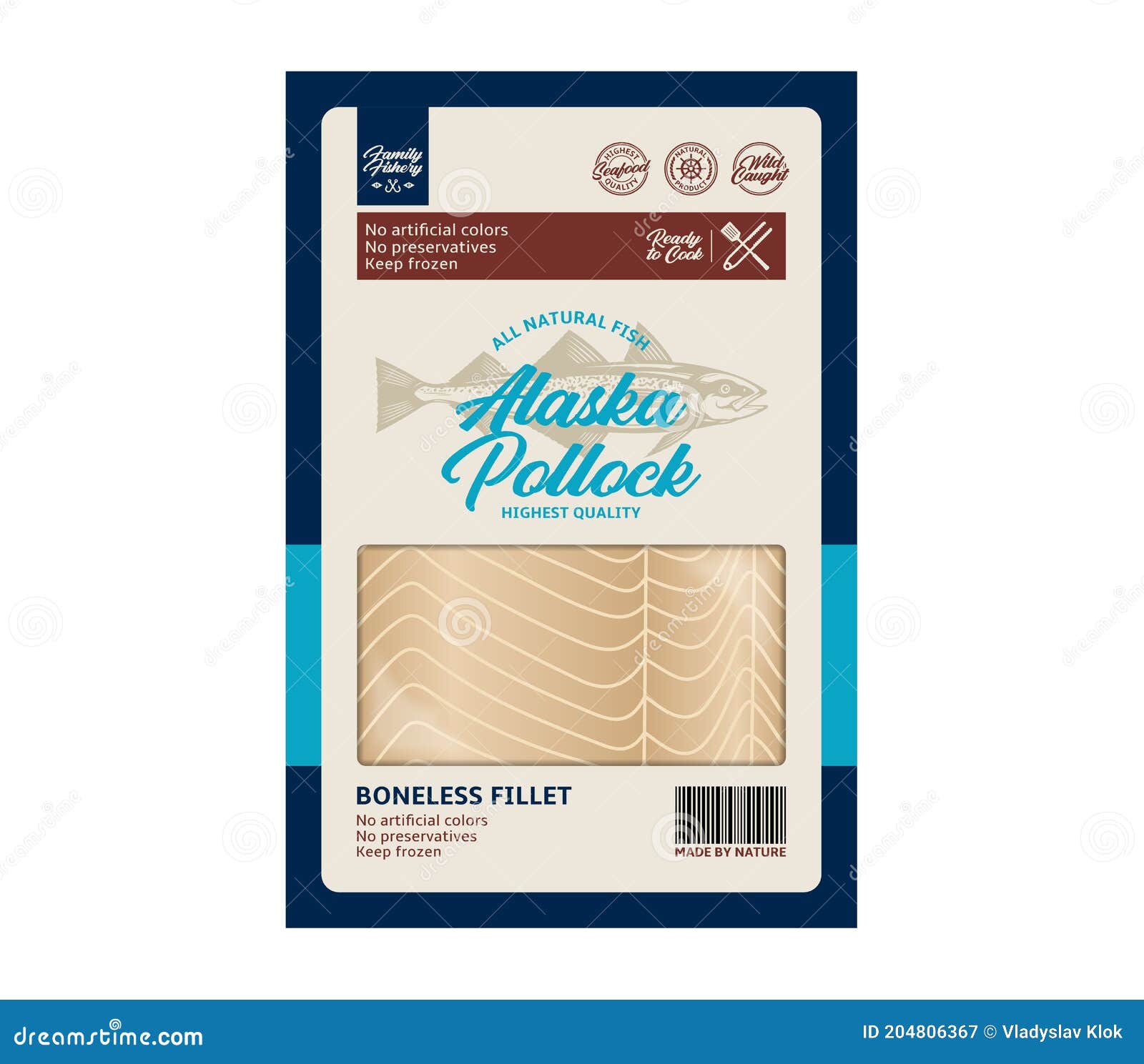 Alaska Pollock. Hand Drawn Ink Realistic Illustration. Royalty-Free ...