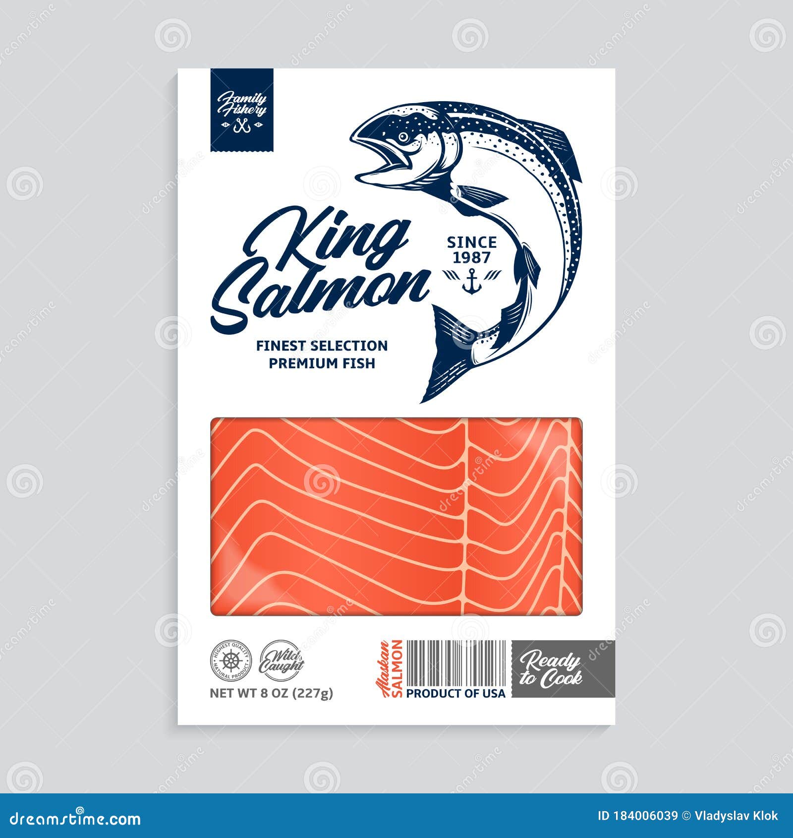 Vector King Salmon Packaging Illustration Stock Vector - Illustration ...