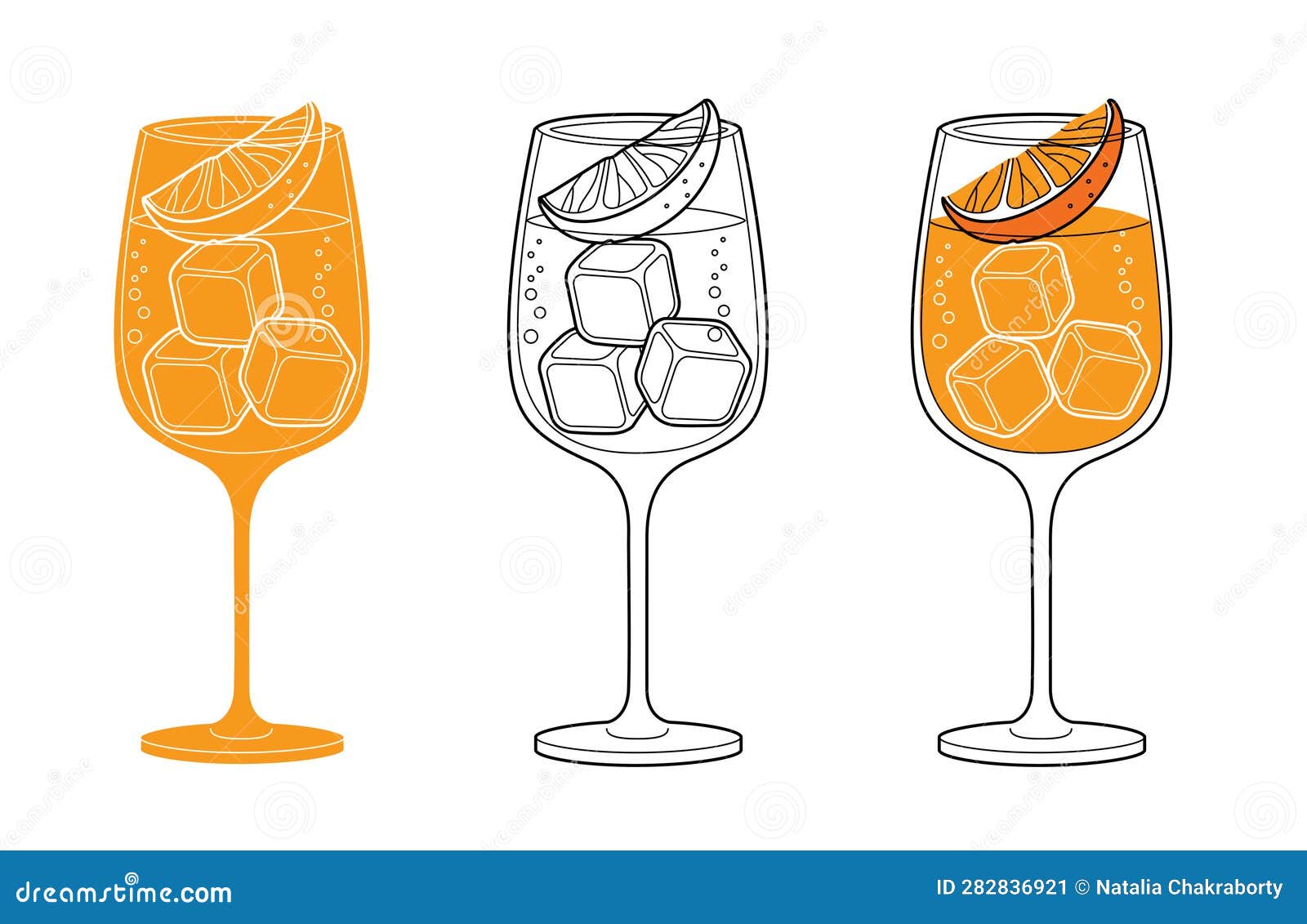 Silhouette Aperol Spritz. Outline Icon Of Glass With Alcoholic Cocktail ...