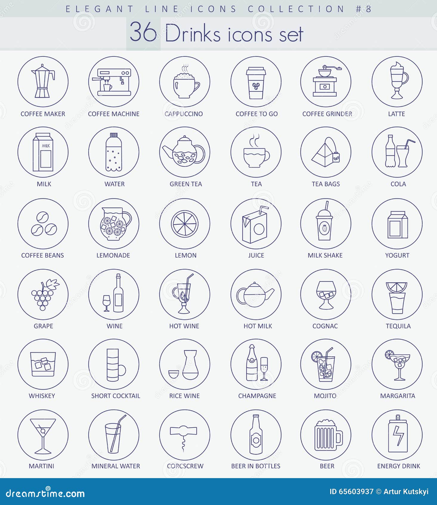 Vector Alcohol List With Icons For Bar Menu. Vodka Wine Whiskey Tequila ...