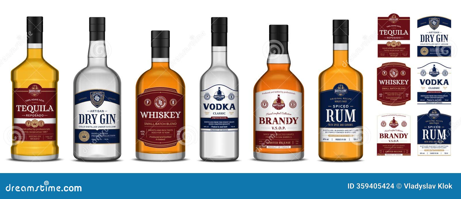 Vector Alcoholic Drink Glass Bottles | CartoonDealer.com #357343643