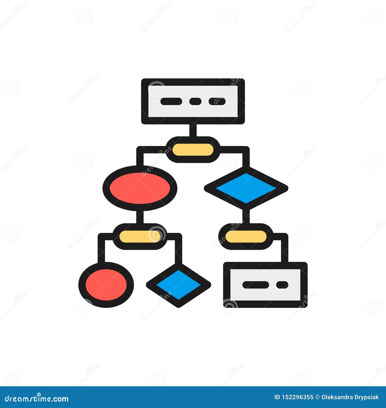 Vector Algorithm Coding Block Schemes Api Software Flat Color Line Icon Stock Vector
