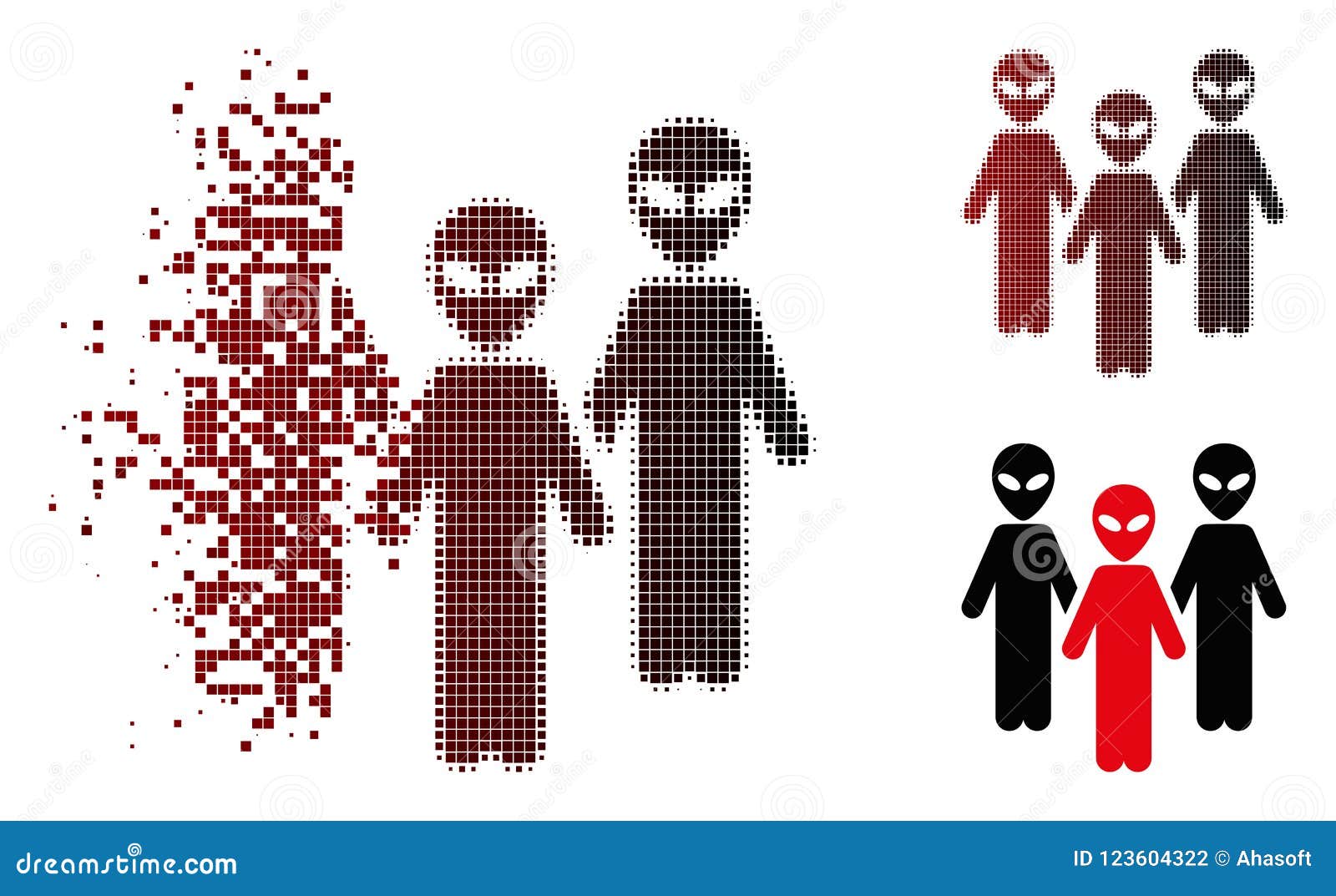 Alien Group Mosaic Icon Of Rough Parts Cartoon Vector | CartoonDealer ...