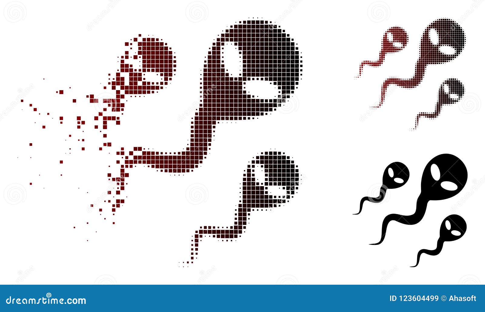 Dispersed Dot Bacterium Spore Icon And Grunge Bacterium Seal Cartoon ...