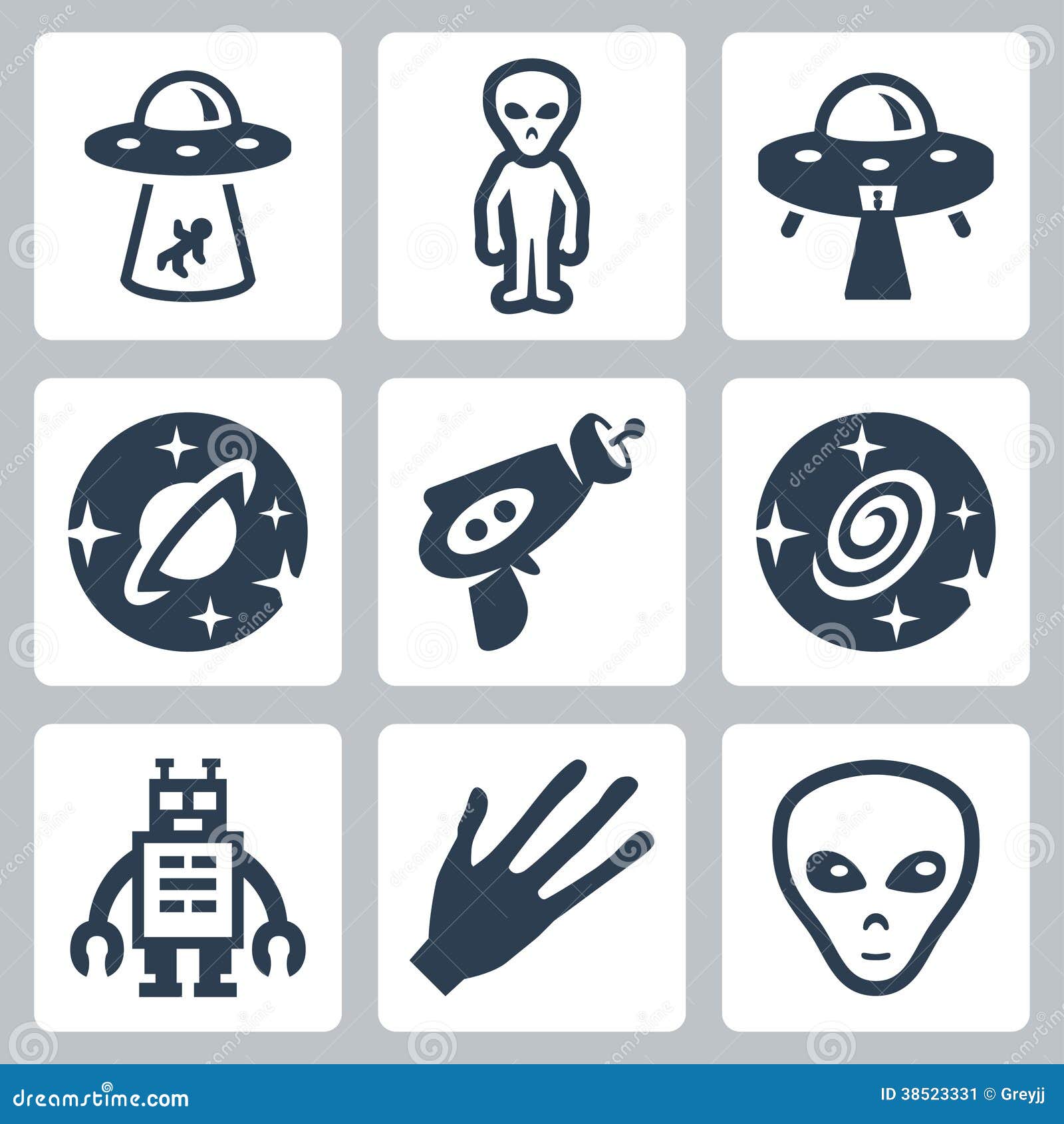 Vector Aliens and Ufo Icons Set Stock Vector - Illustration of nebula ...