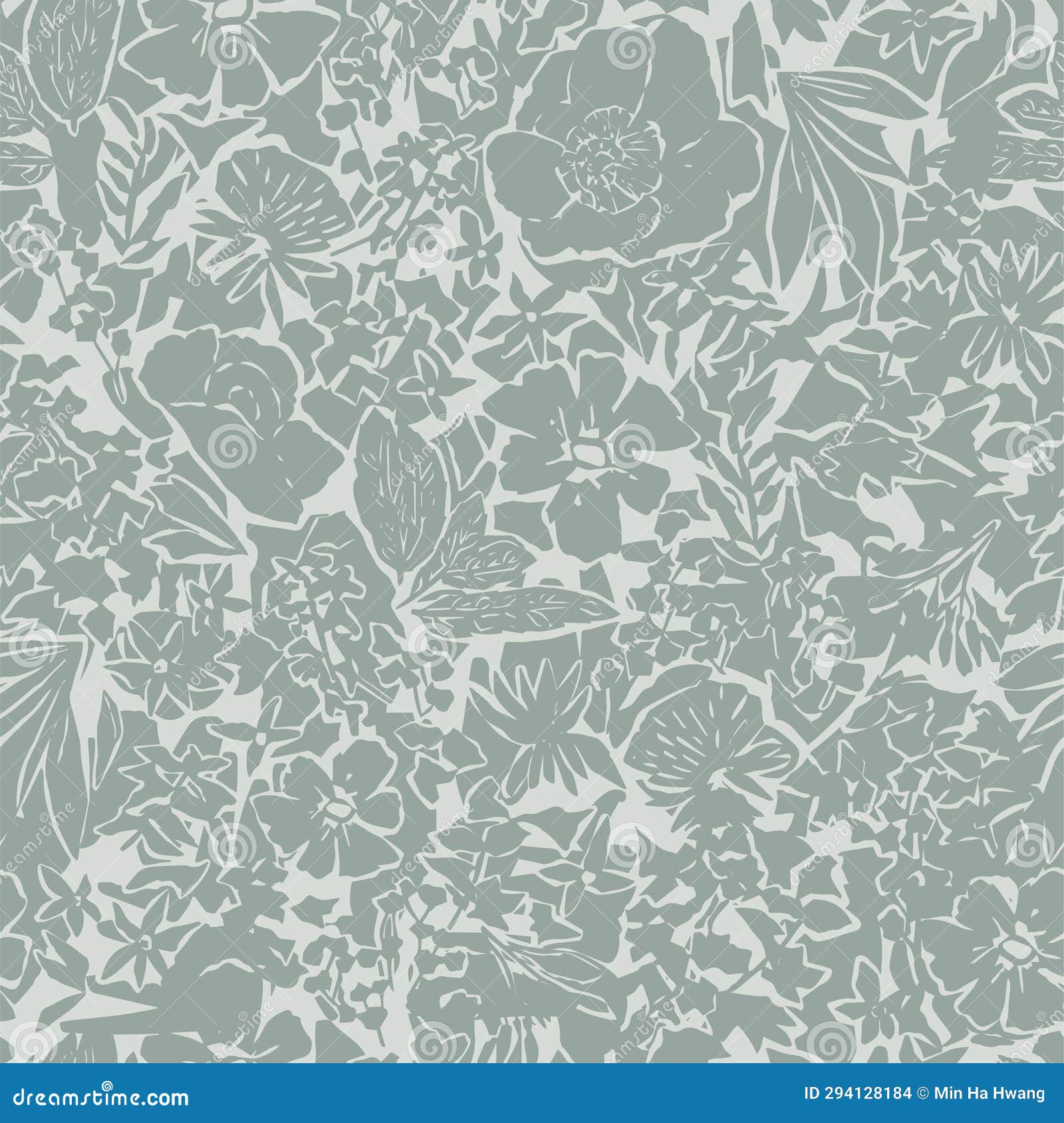Vector All Over Flower Botanical Illustration Seamless Repeat Pattern ...