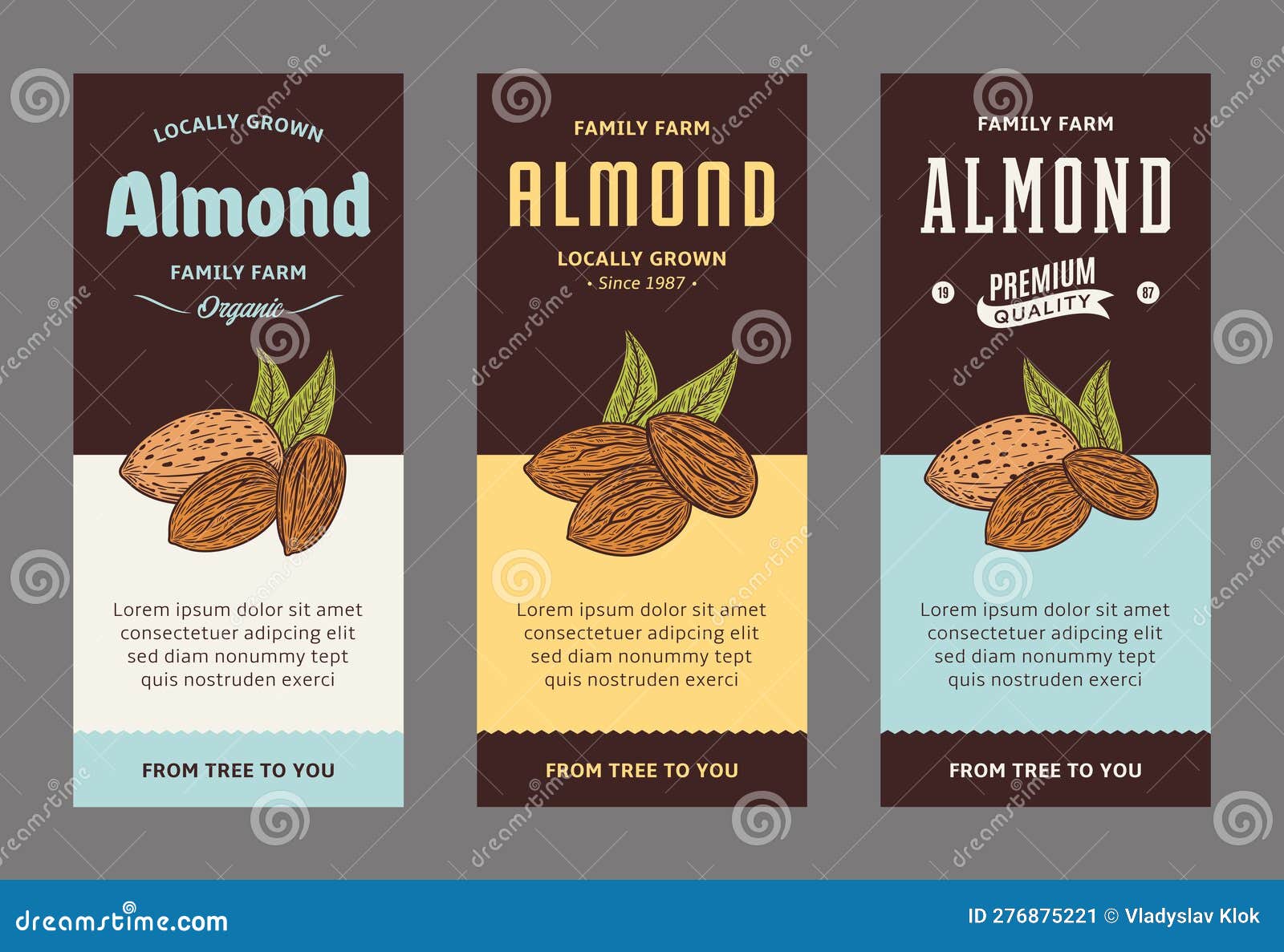 Vector Almond Labels in Modern Style Stock Vector - Illustration of ...