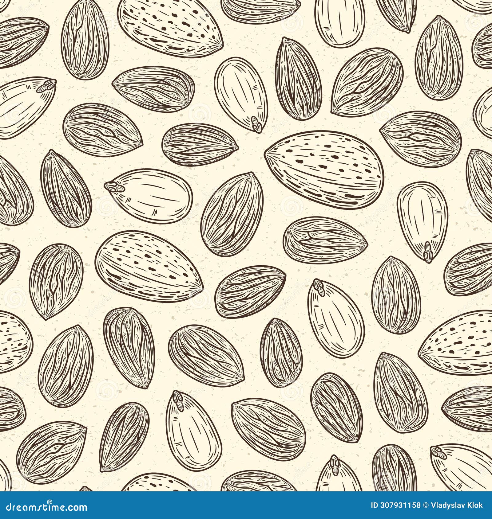 Vector Almond Seamless Pattern Stock Illustration - Illustration of ...